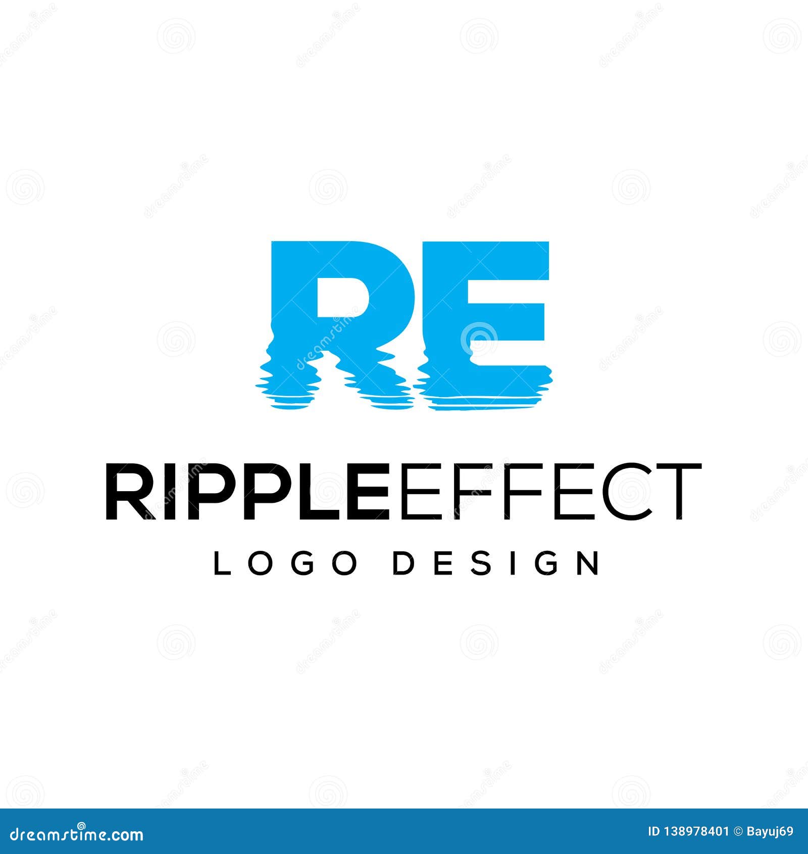 Initial RE Letter - Ripple Effect Logo Design Template Stock Vector ...