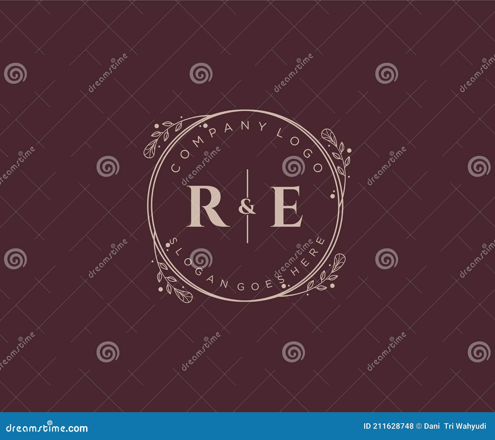 Initial RE Letters Decorative Luxury Wedding Logo Stock Vector ...