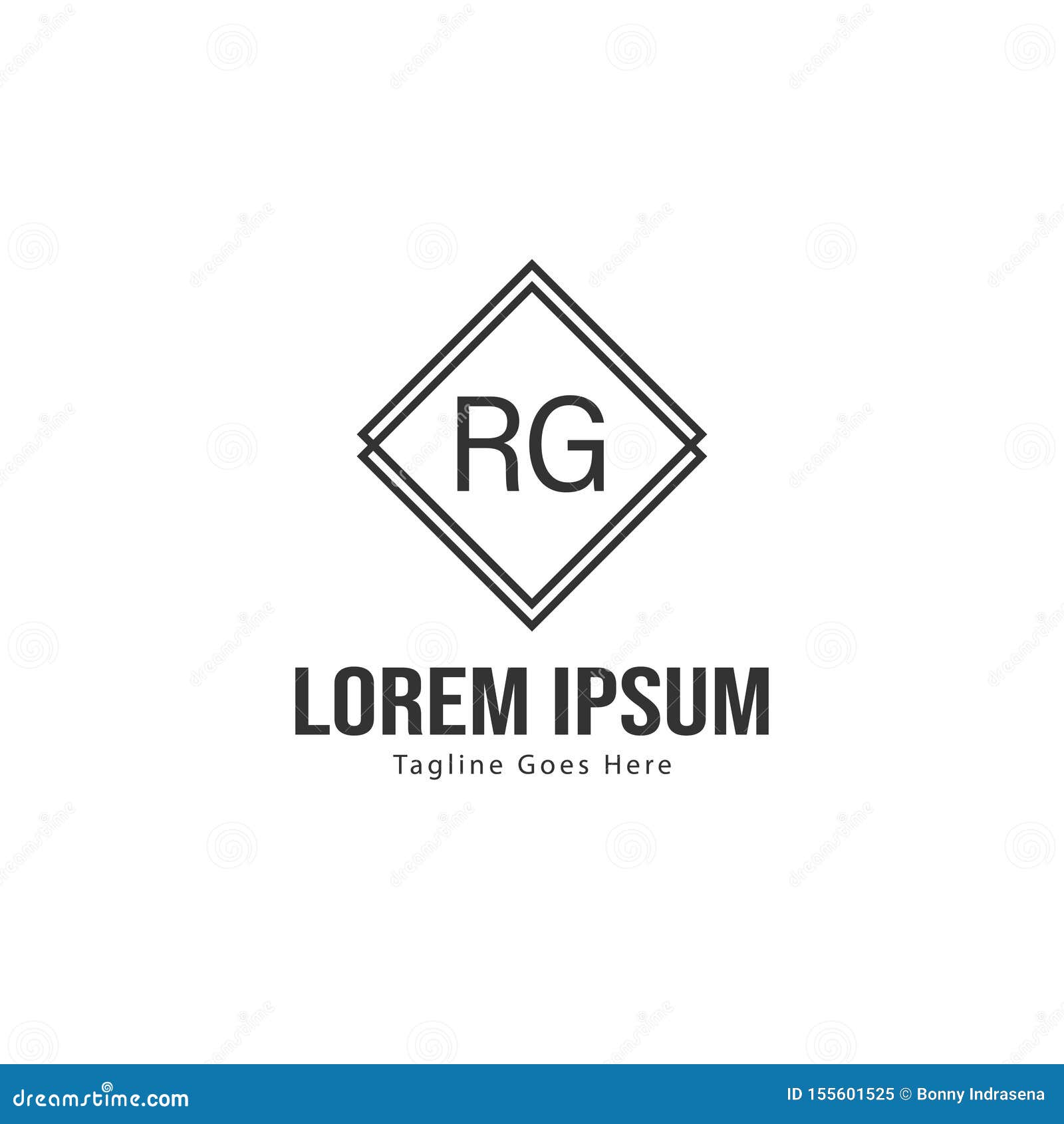 Initial RG Logo Template with Modern Frame. Minimalist RG Letter Logo ...
