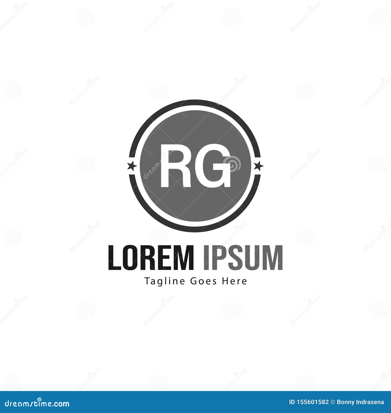 Initial RG Logo Template with Modern Frame. Minimalist RG Letter Logo ...