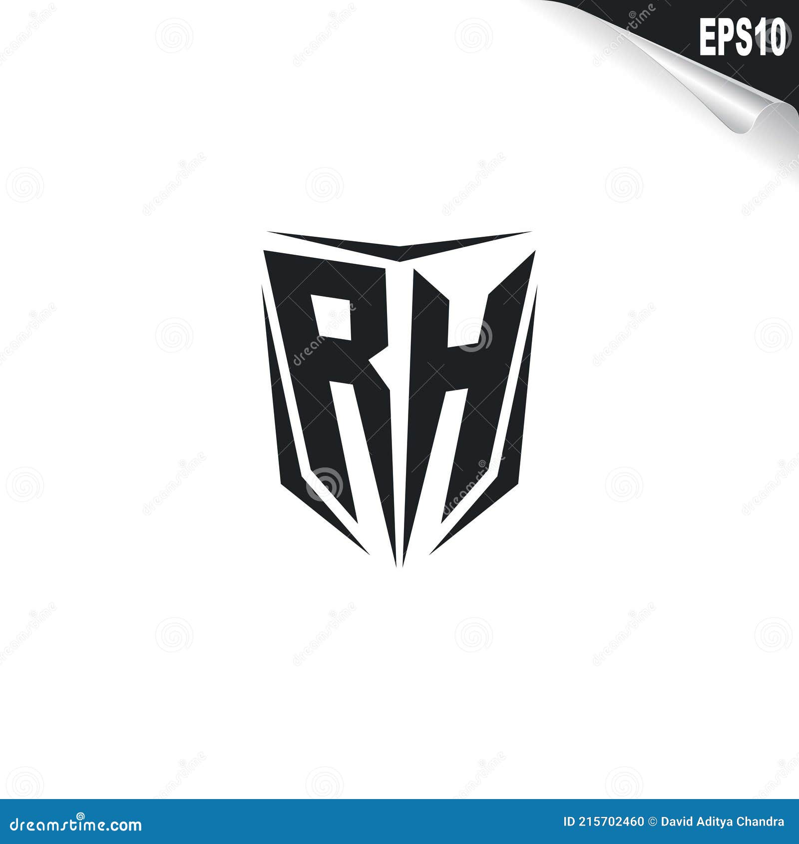 Initial RH Logo Design with Shield Style, Logo Business Branding Stock ...