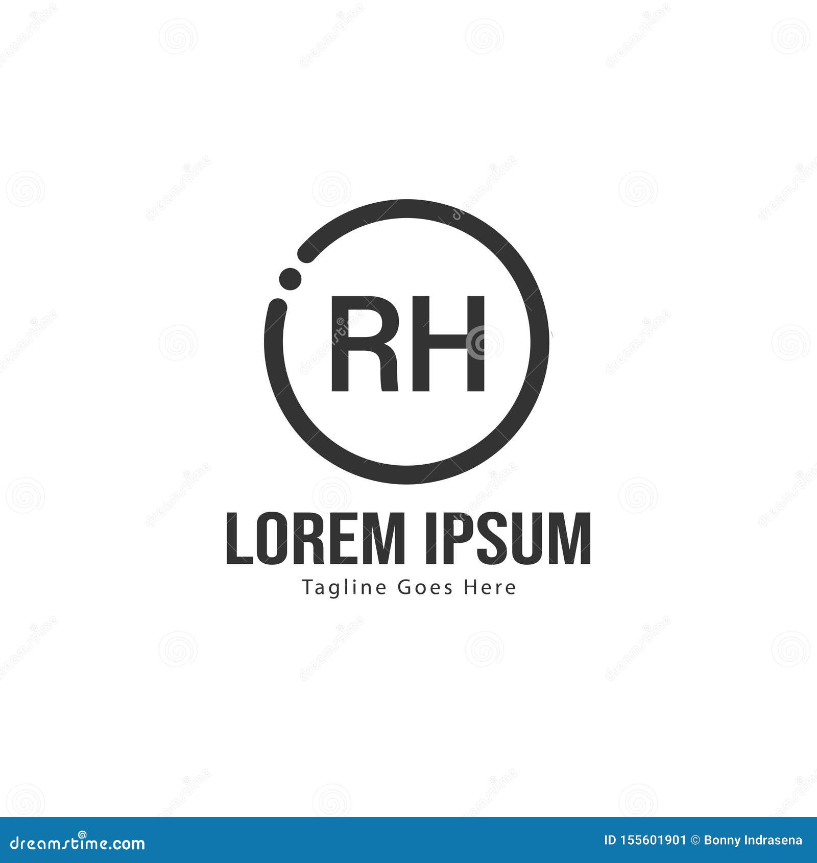 Initial RH Logo Template with Modern Frame. Minimalist RH Letter Logo ...