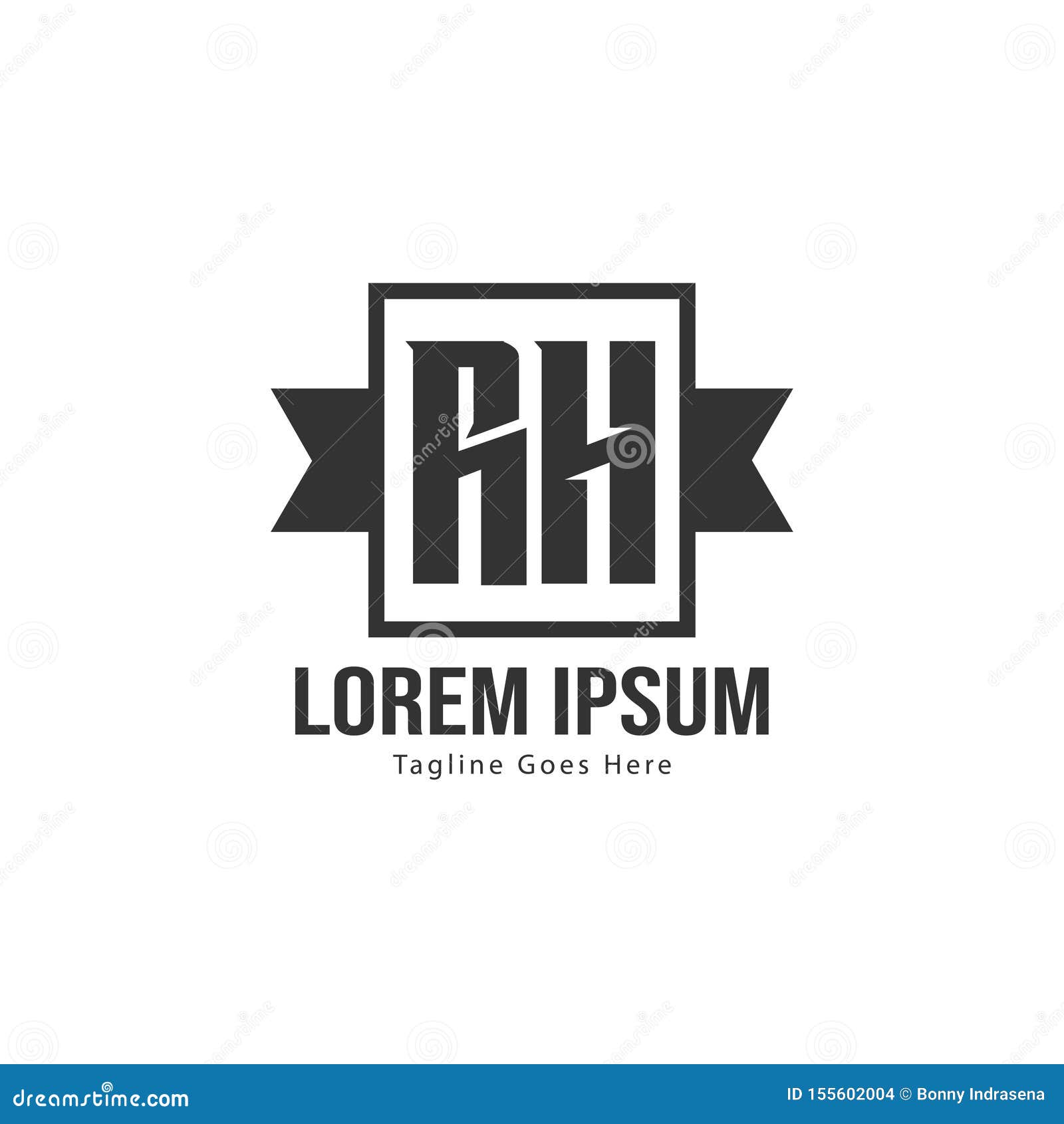 Initial RH Logo Template with Modern Frame. Minimalist RH Letter Logo ...