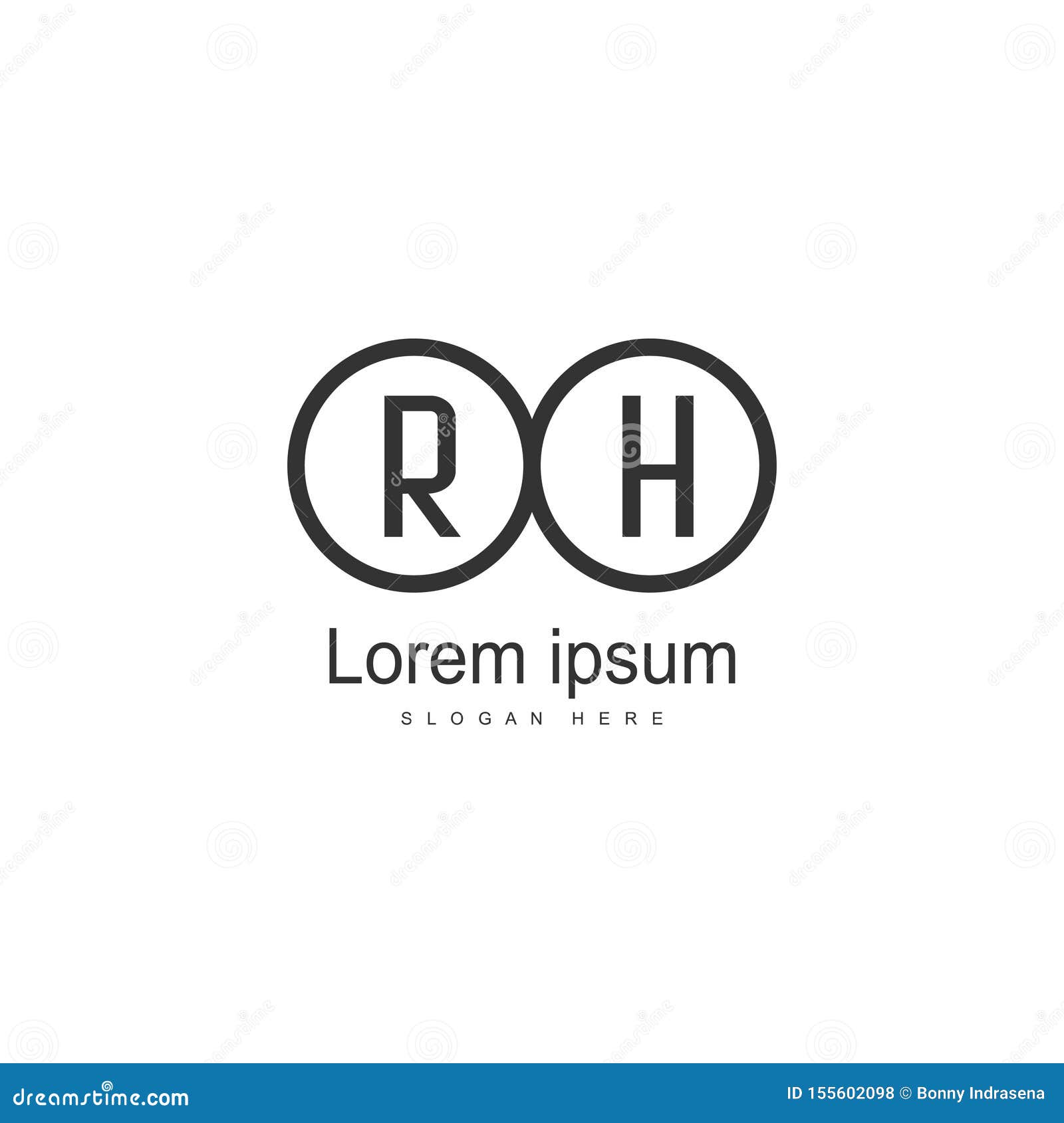 Initial RH Logo Template with Modern Frame. Minimalist RH Letter Logo ...