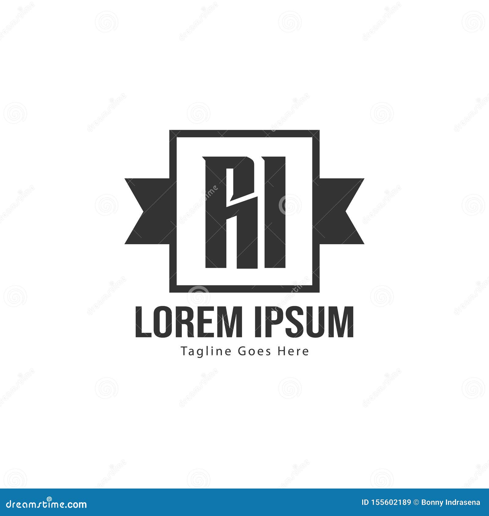 Initial RI Logo Template with Modern Frame. Minimalist RI Letter Logo ...