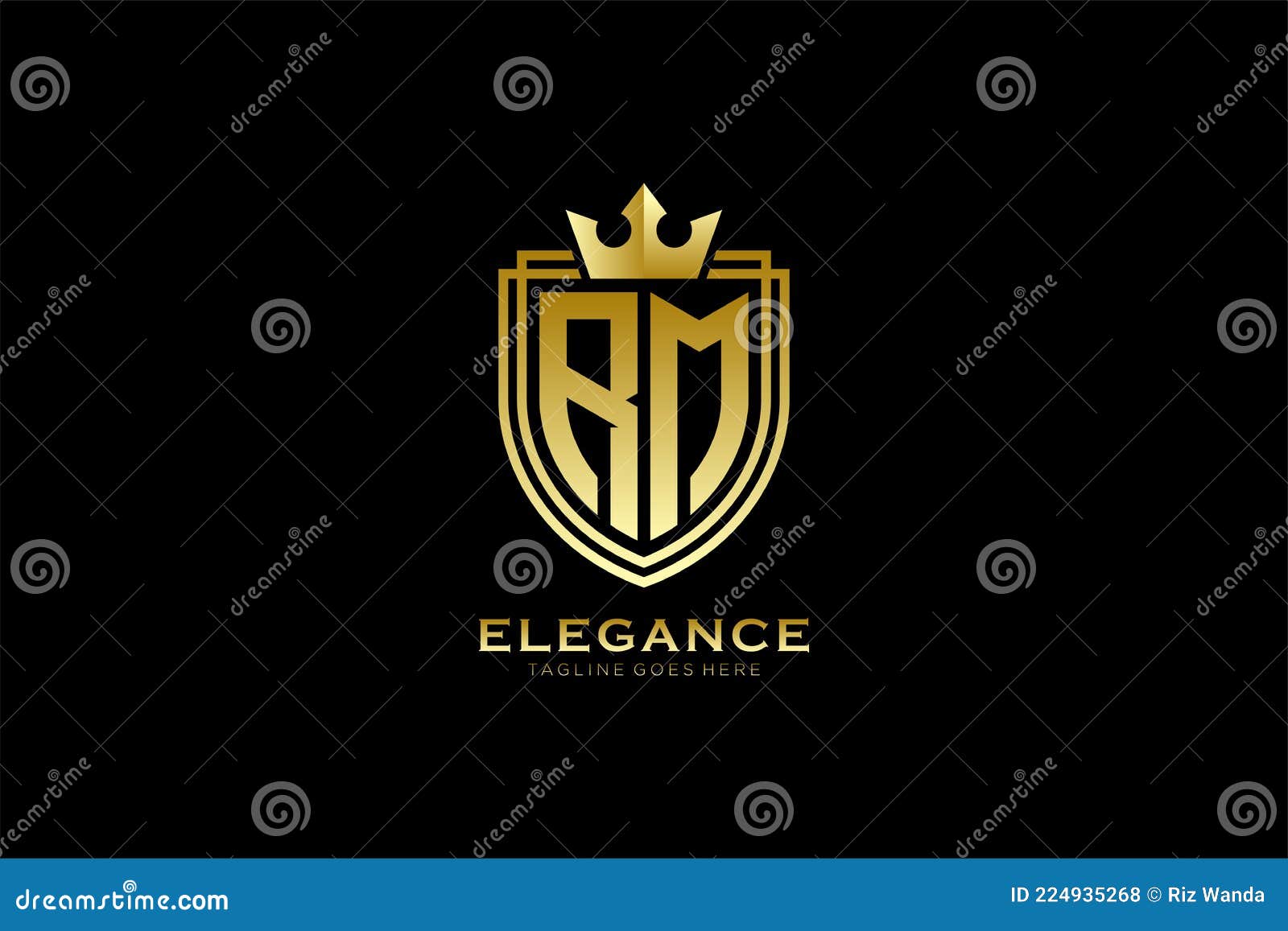 Initial RM Elegant Luxury Monogram Logo or Badge Template with Scrolls ...