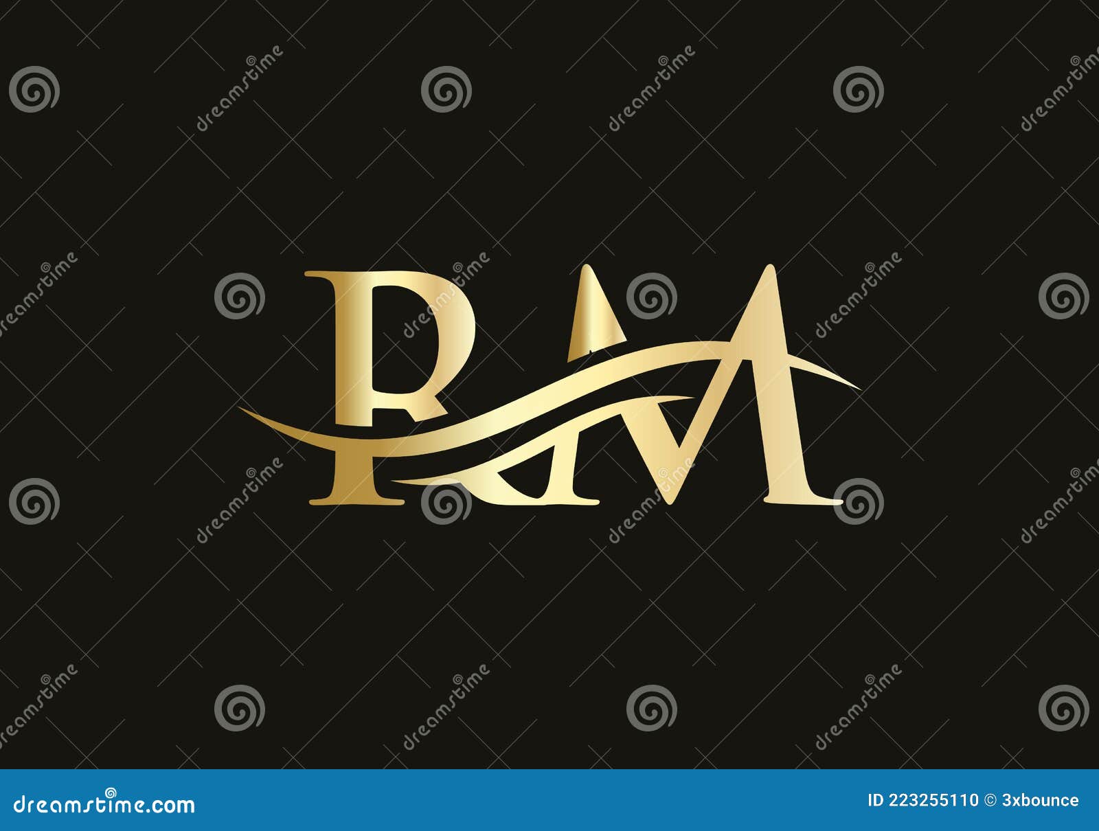 Initial RM Letter Linked Logo Vector Template. Swoosh Letter RM Logo ...