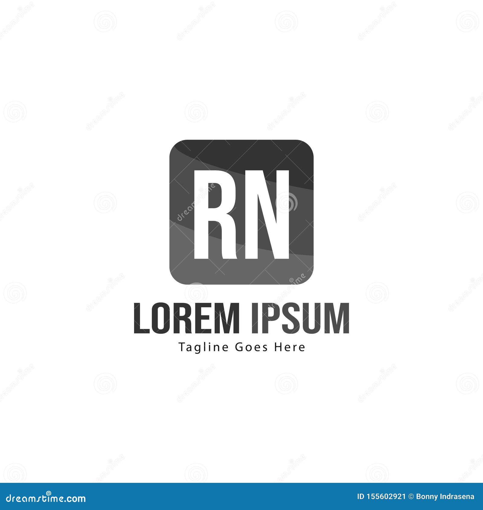 Initial RN Logo Template with Modern Frame. Minimalist RN Letter Logo ...