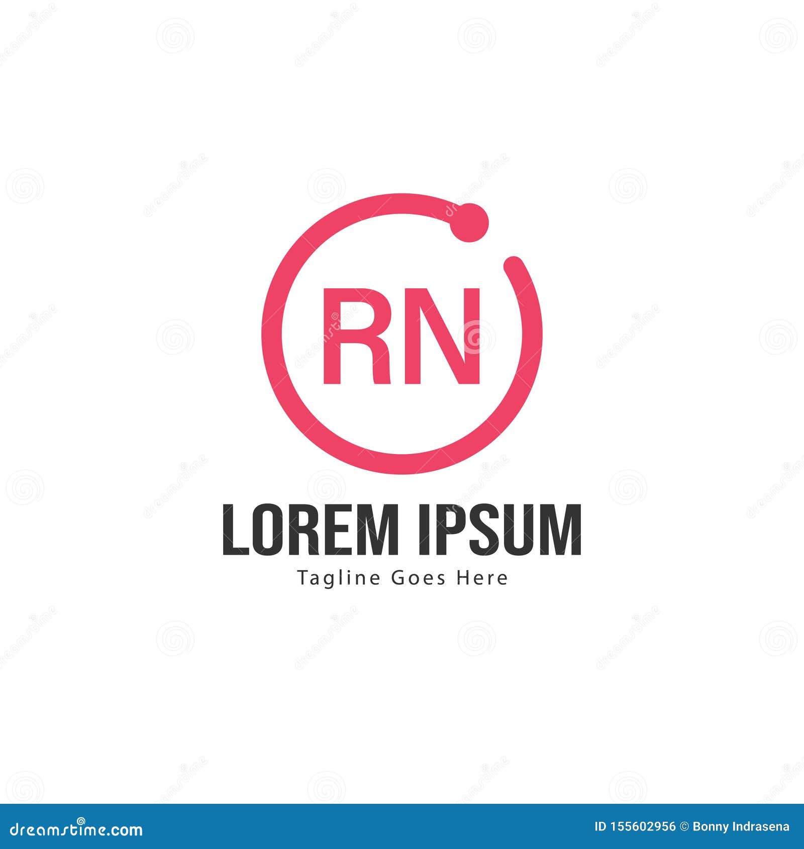 Initial RN Logo Template with Modern Frame. Minimalist RN Letter Logo ...