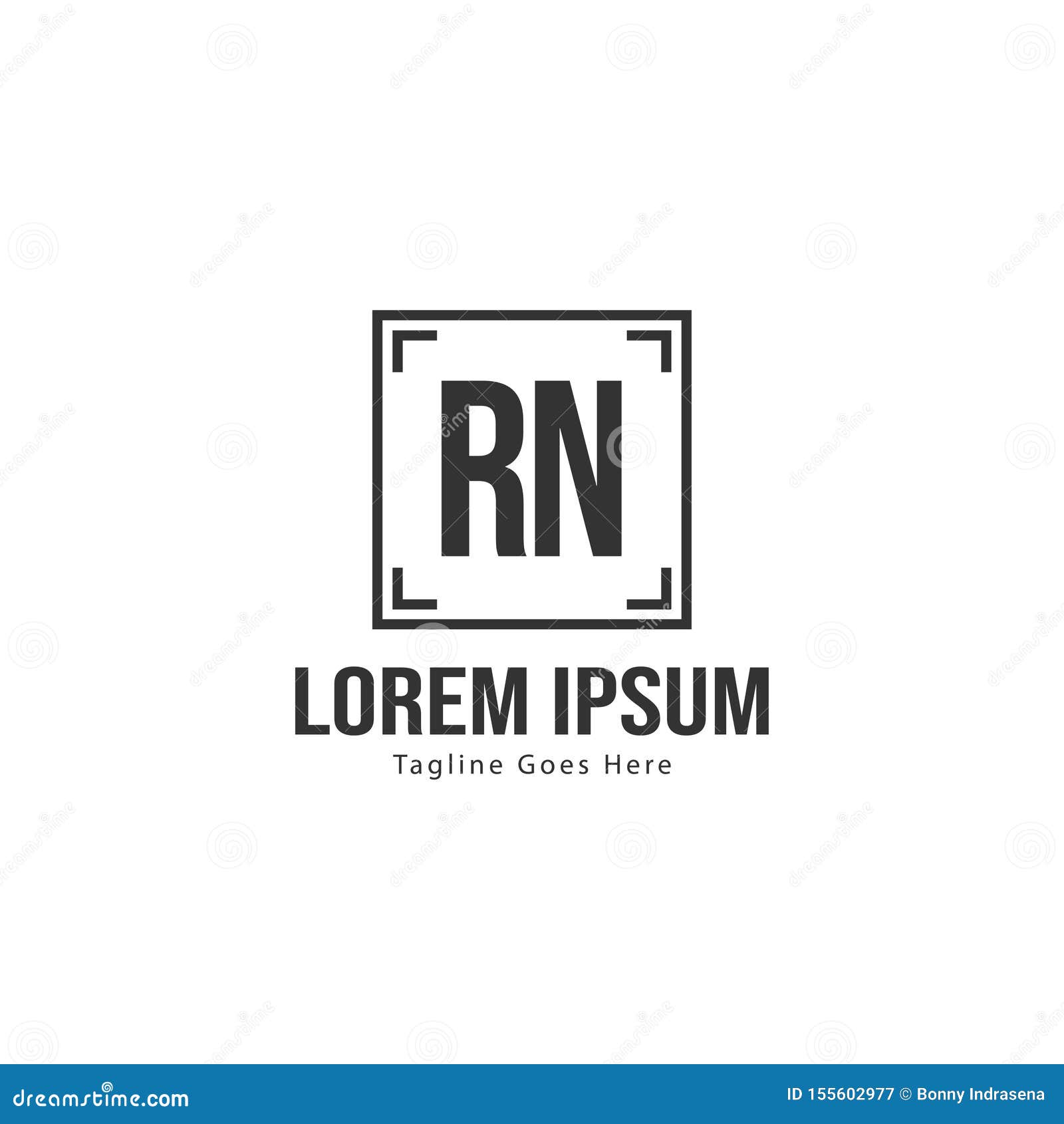 Initial RN Logo Template with Modern Frame. Minimalist RN Letter Logo ...