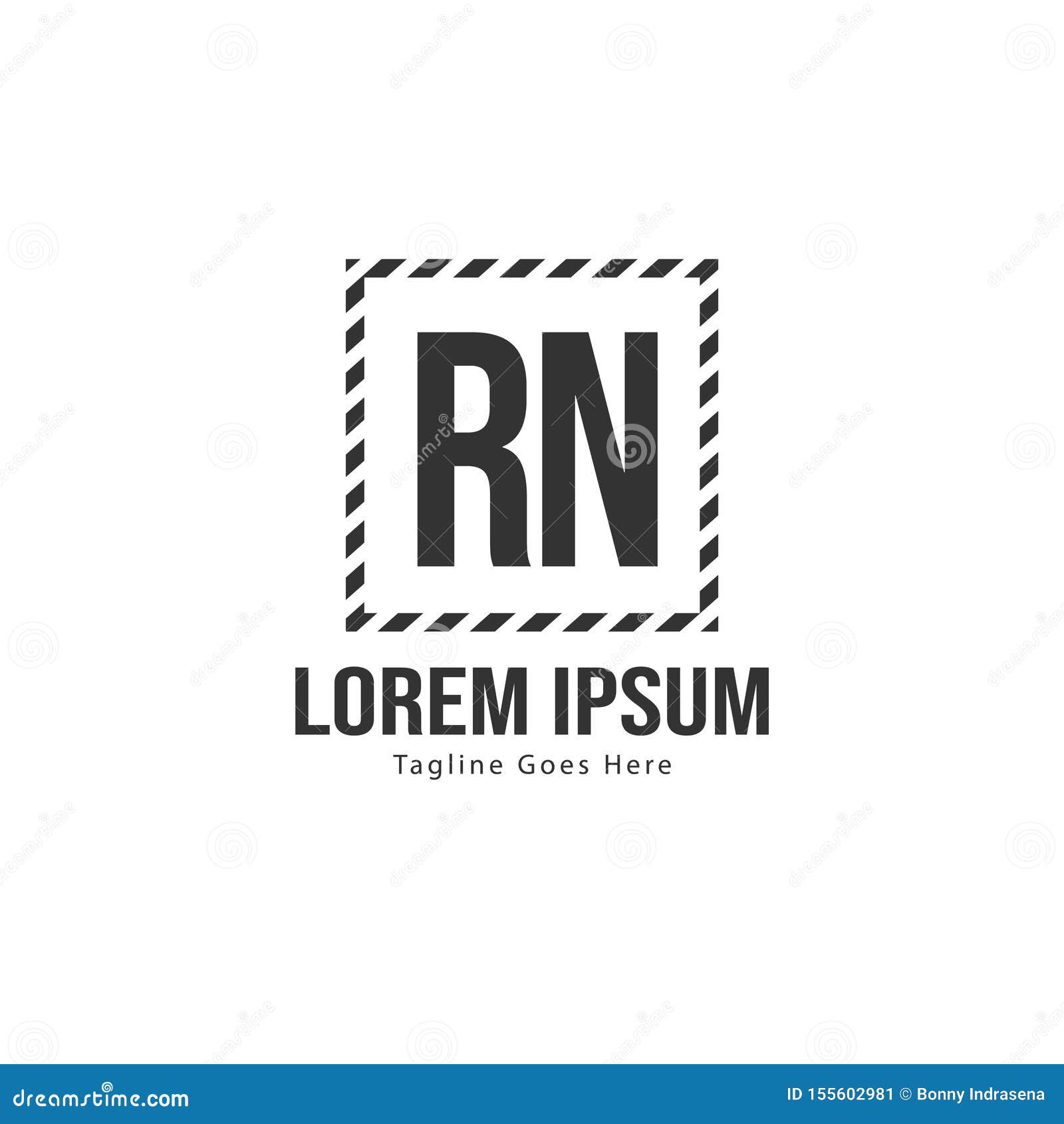 Initial RN Logo Template with Modern Frame. Minimalist RN Letter Logo ...