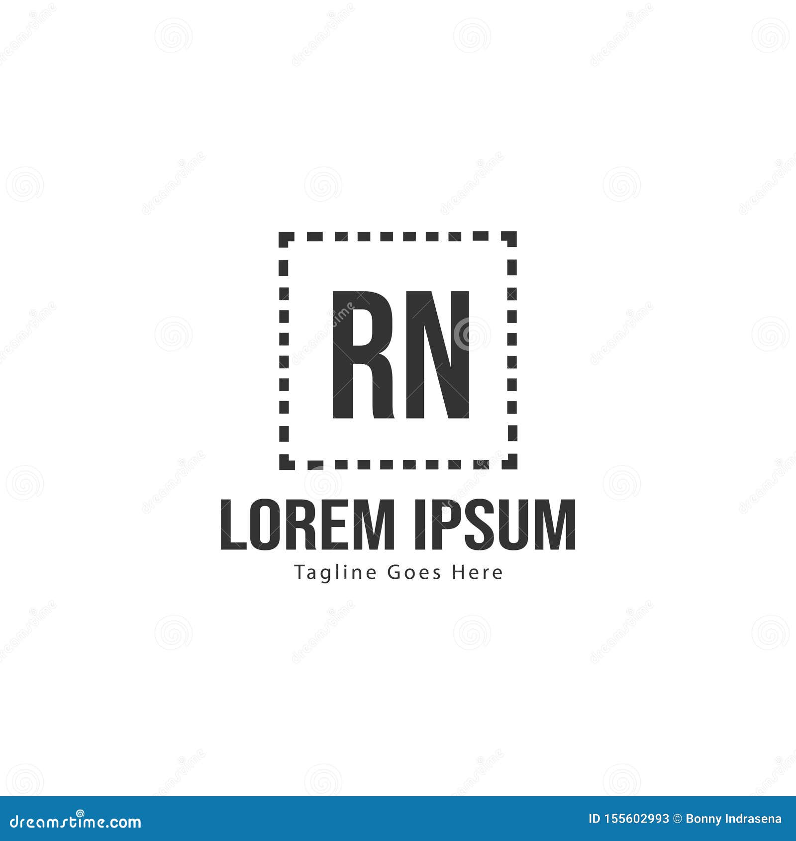 Initial RN Logo Template with Modern Frame. Minimalist RN Letter Logo ...
