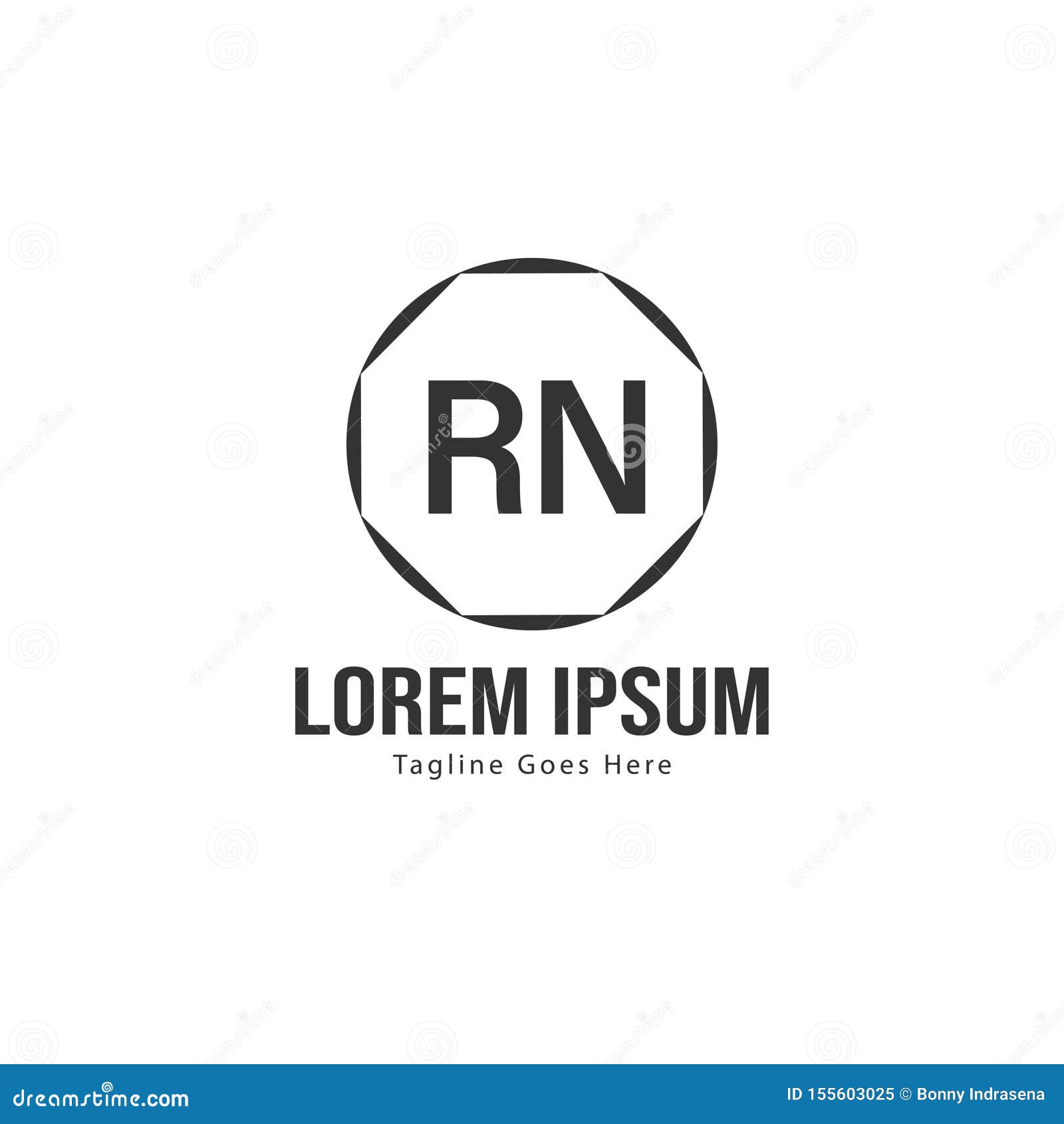 Initial RN Logo Template with Modern Frame. Minimalist RN Letter Logo ...