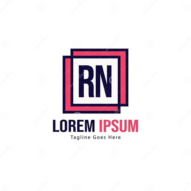 Initial RN Logo Template with Modern Frame. Minimalist RN Letter Logo ...