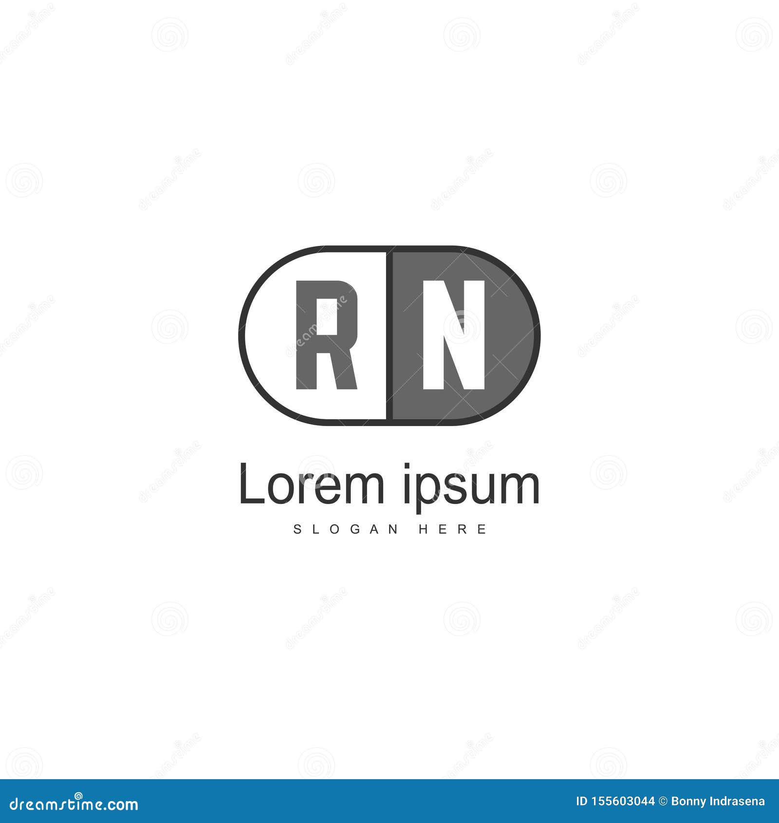Initial RN Logo Template with Modern Frame. Minimalist RN Letter Logo ...