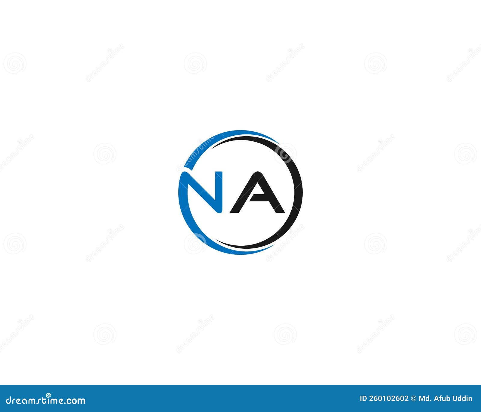 Initial Rounded Letter NA Digital Flat Logo Design Stock Vector ...