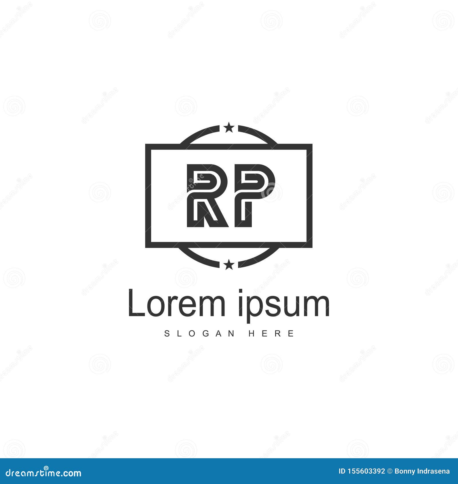 Initial RP Logo Template with Modern Frame. Minimalist RP Letter Logo ...
