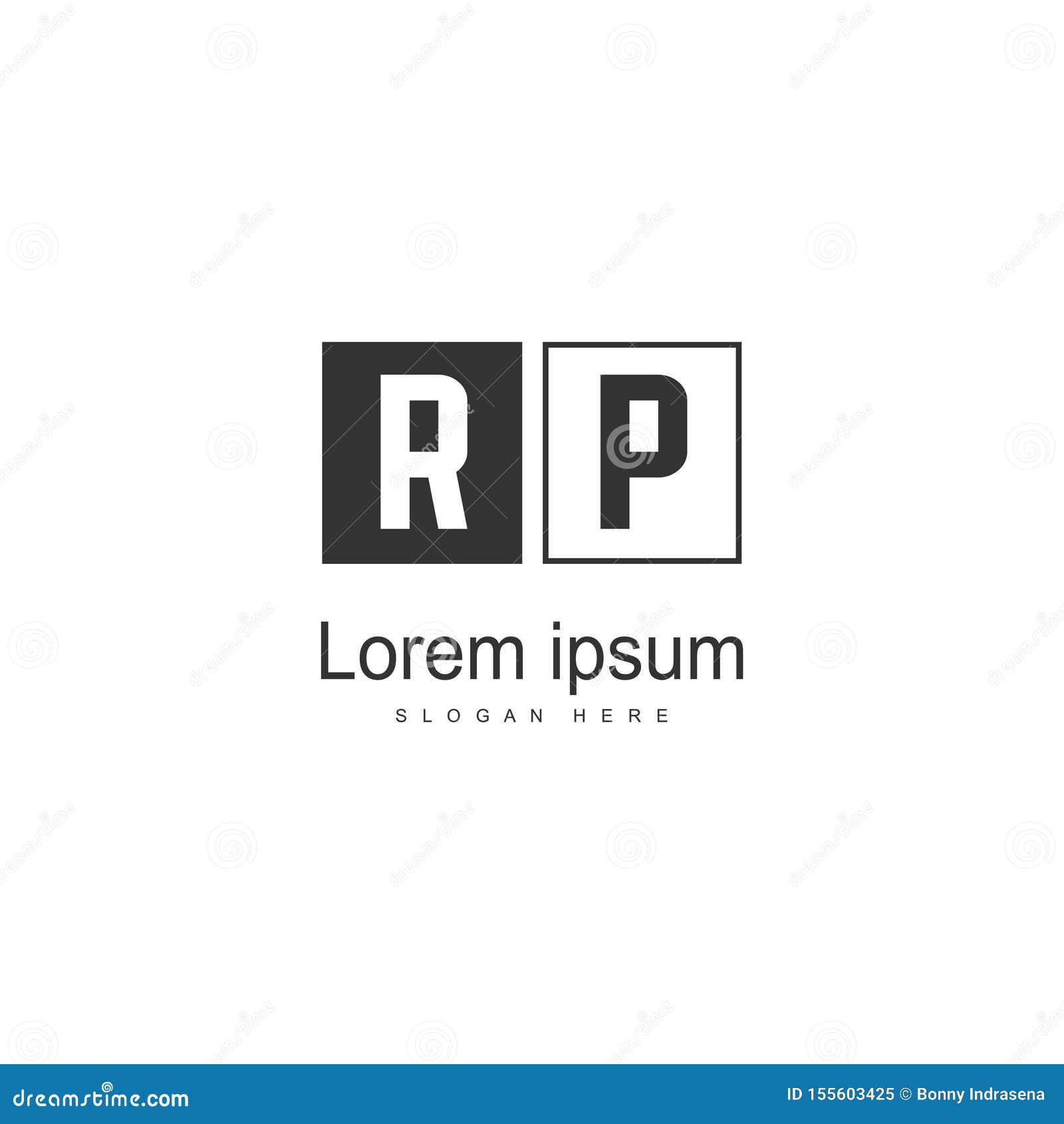 Initial RP Logo Template with Modern Frame. Minimalist RP Letter Logo ...