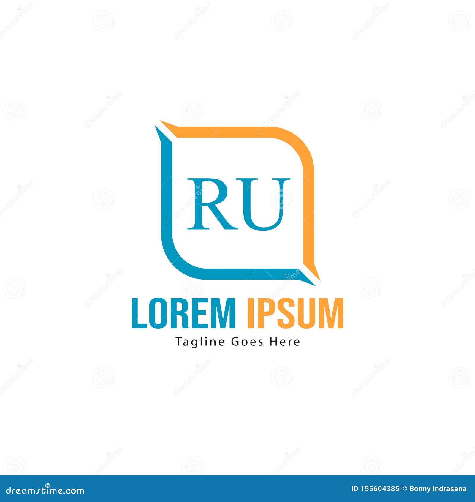 Initial RU Logo Template with Modern Frame. Minimalist RU Letter Logo ...