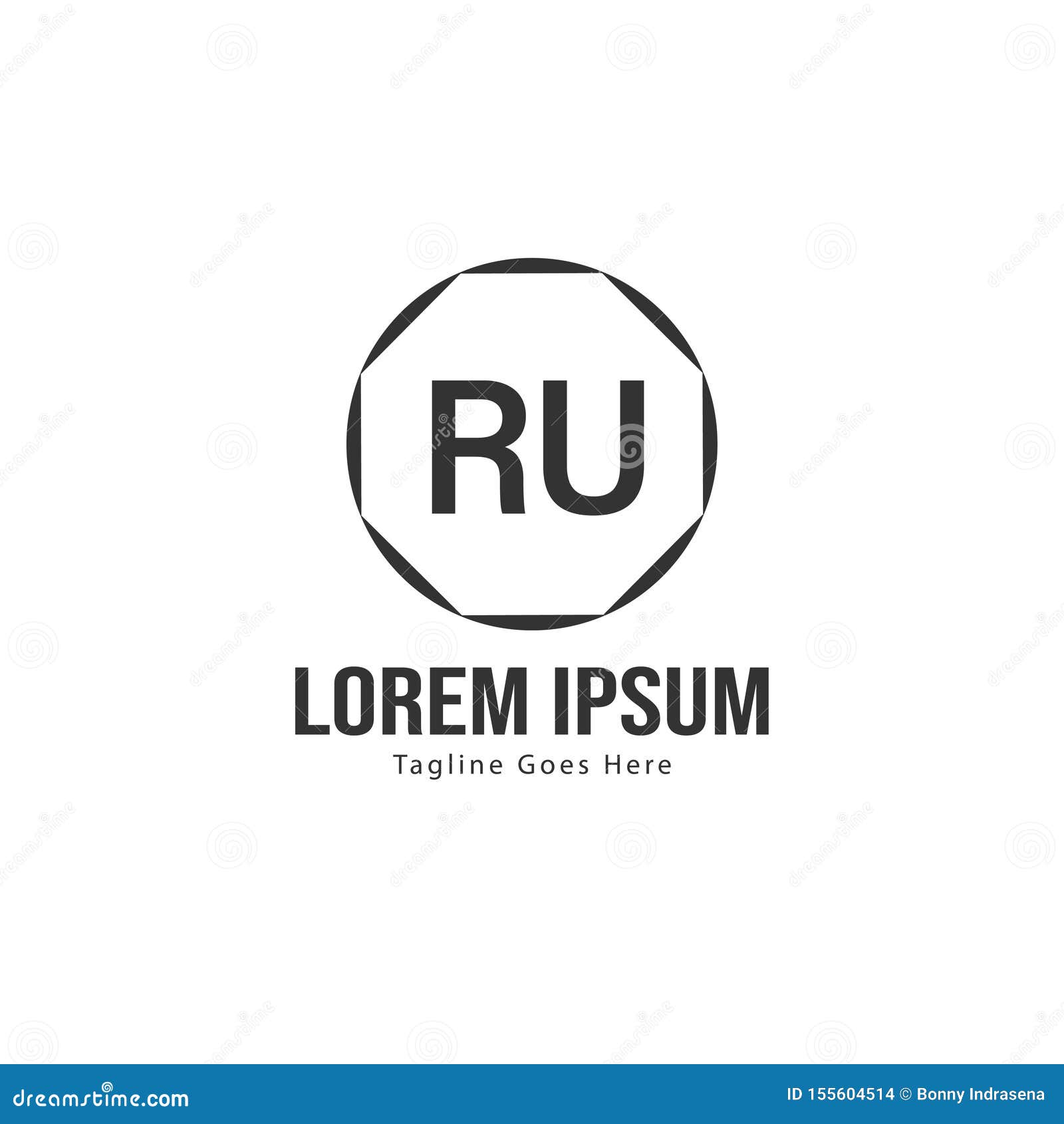 Initial RU Logo Template with Modern Frame. Minimalist RU Letter Logo ...