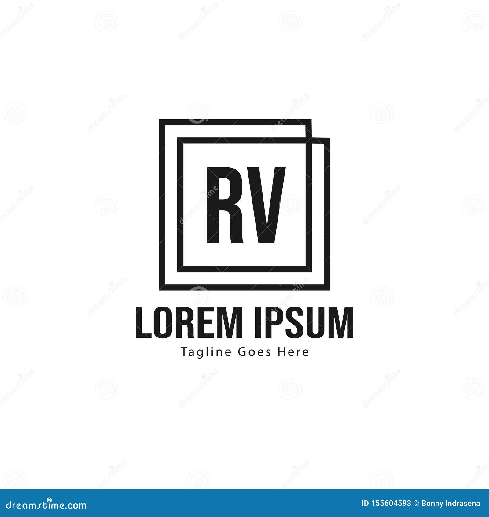 Initial RV Logo Template with Modern Frame. Minimalist RV Letter Logo ...
