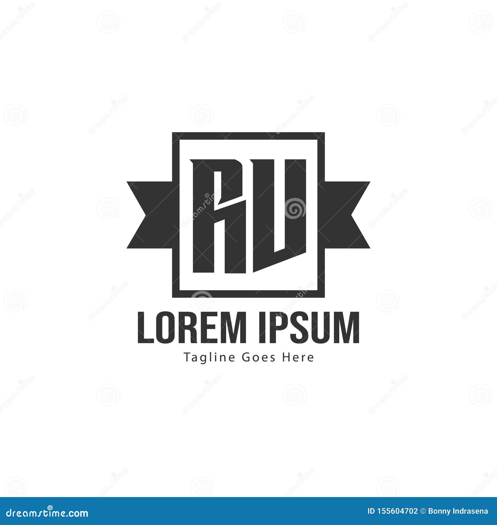 Initial RV Logo Template with Modern Frame. Minimalist RV Letter Logo ...