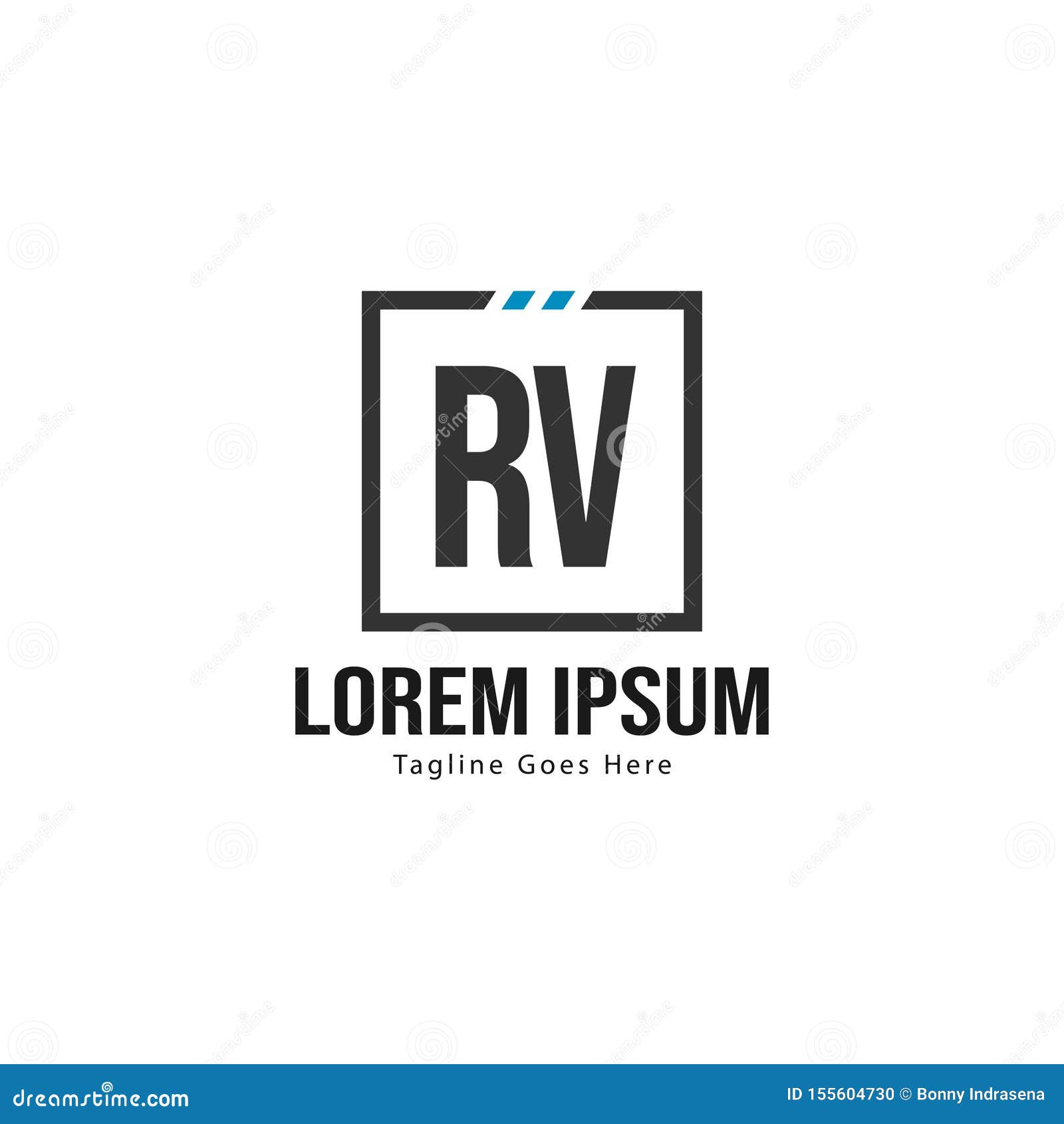 Initial RV Logo Template with Modern Frame. Minimalist RV Letter Logo ...