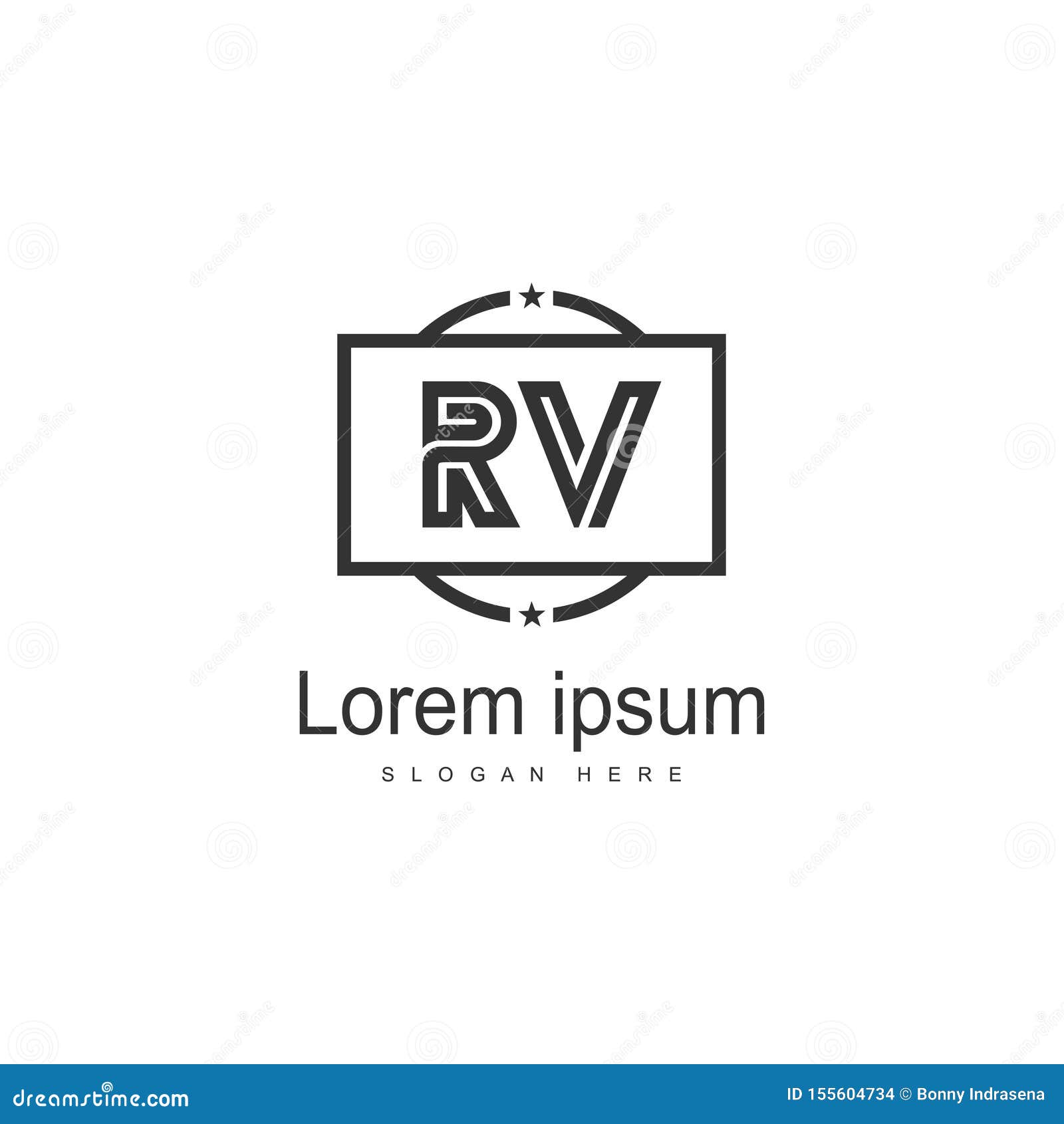 Initial RV Logo Template with Modern Frame. Minimalist RV Letter Logo ...