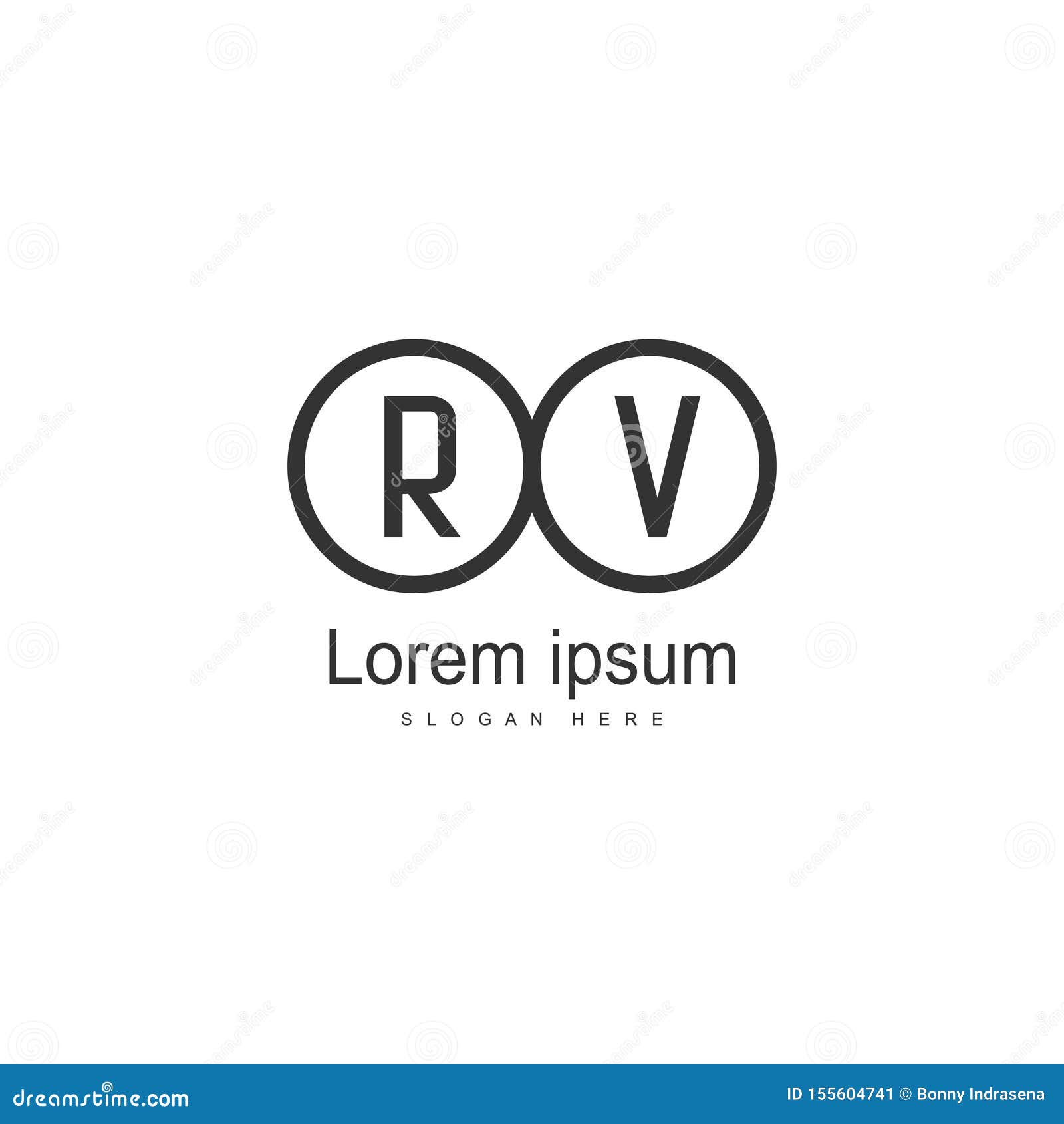 Initial RV Logo Template with Modern Frame. Minimalist RV Letter Logo ...