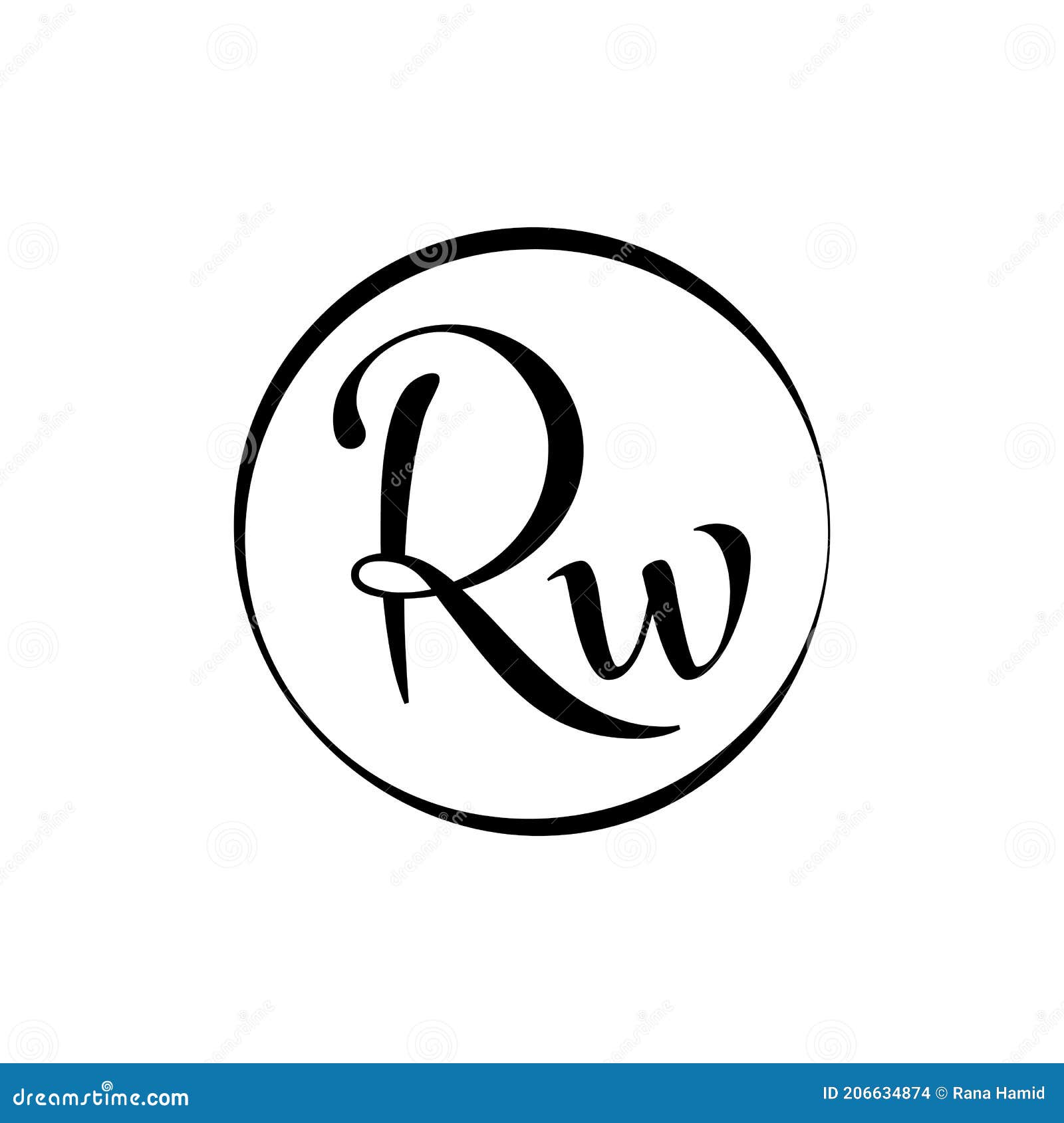 Initial Rw Letter Logo Design Vector Template. Abstract Script Letter ...