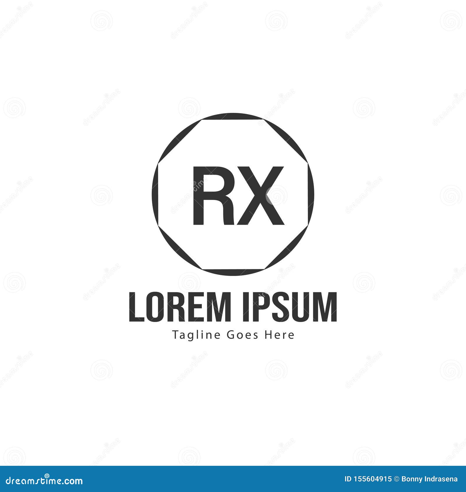 Initial RX Logo Template with Modern Frame. Minimalist RX Letter Logo ...