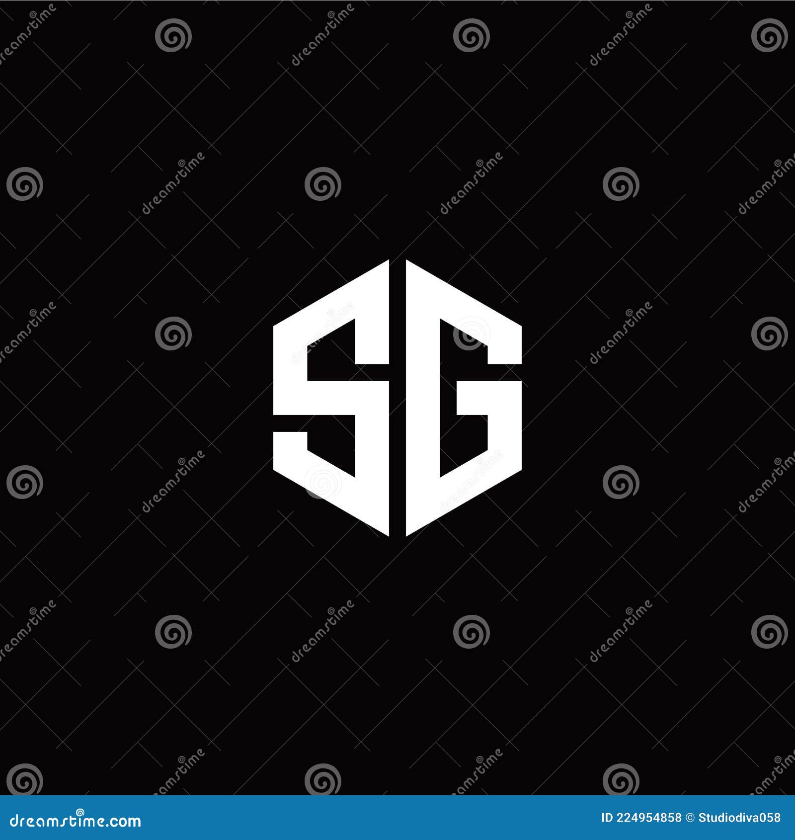 Initial S G Letter with Polygon Modern Style Logo Template Vector Stock ...