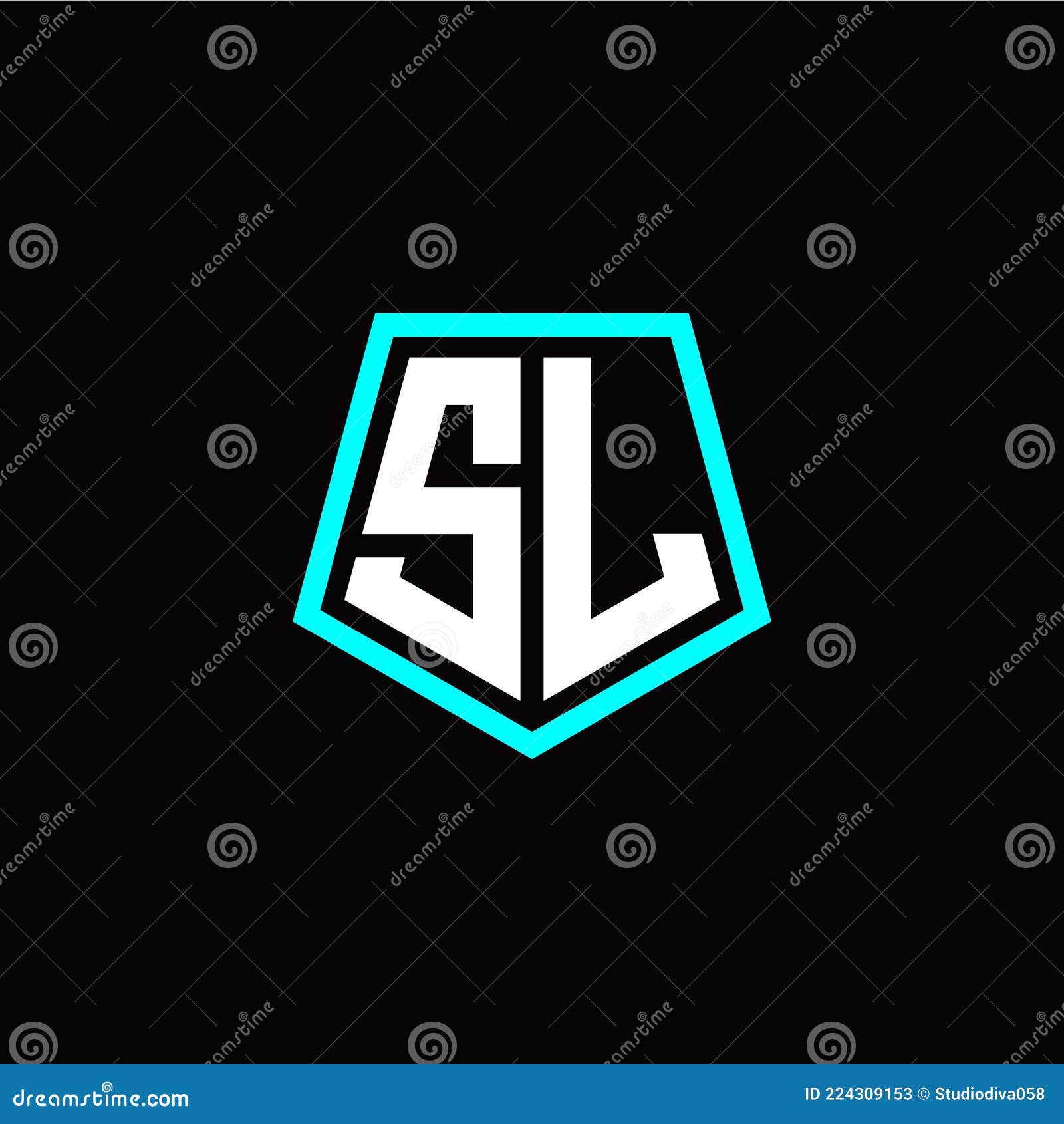 Initial S L Letter with Polygon Modern Style Logo Template Vector Stock ...