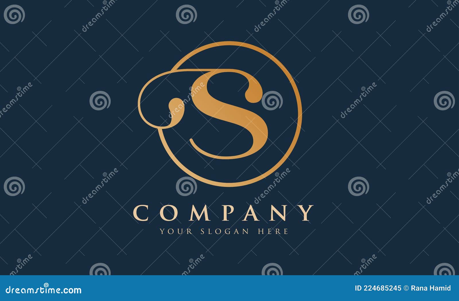 Initial S Letter Gold Color with Black Background Logo Design Vector ...