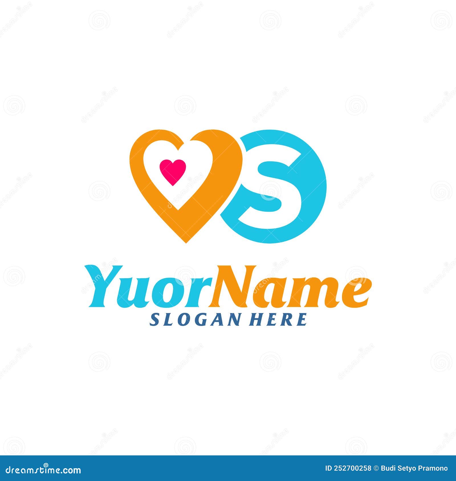 Initial S with Love Logo Design Template. Letter S Logo Concept Vector ...