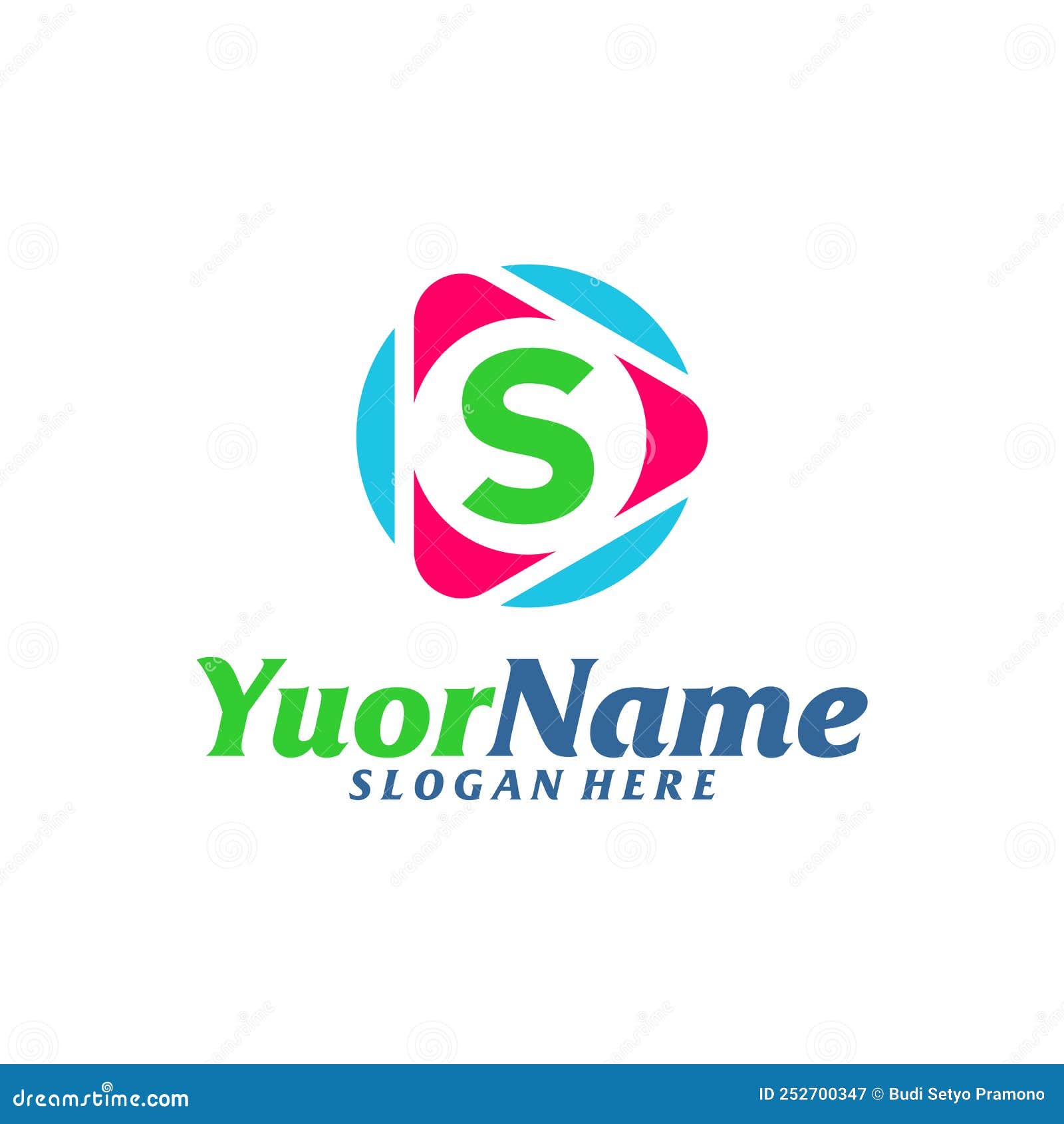 Initial S with Play Logo Design Template. Letter S Logo Concept Vector Stock Illustration ...