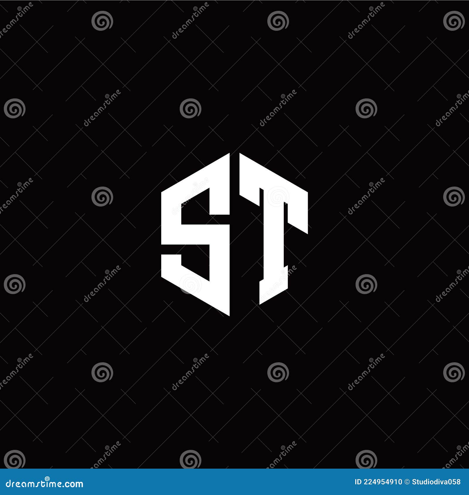 Initial S T Letter with Polygon Modern Style Logo Template Vector Stock ...