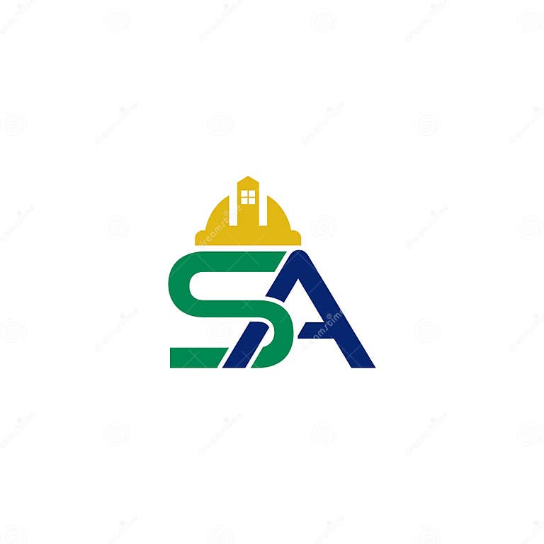 Initial SA Letter Logo Design. Building Icon Stock Vector ...