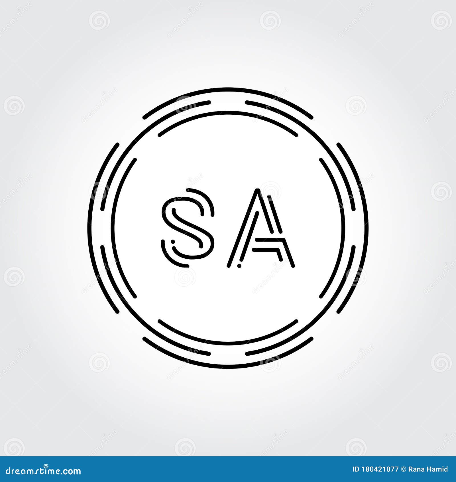 Initial SA Logo Design Creative Typography Vector Template. Digital ...