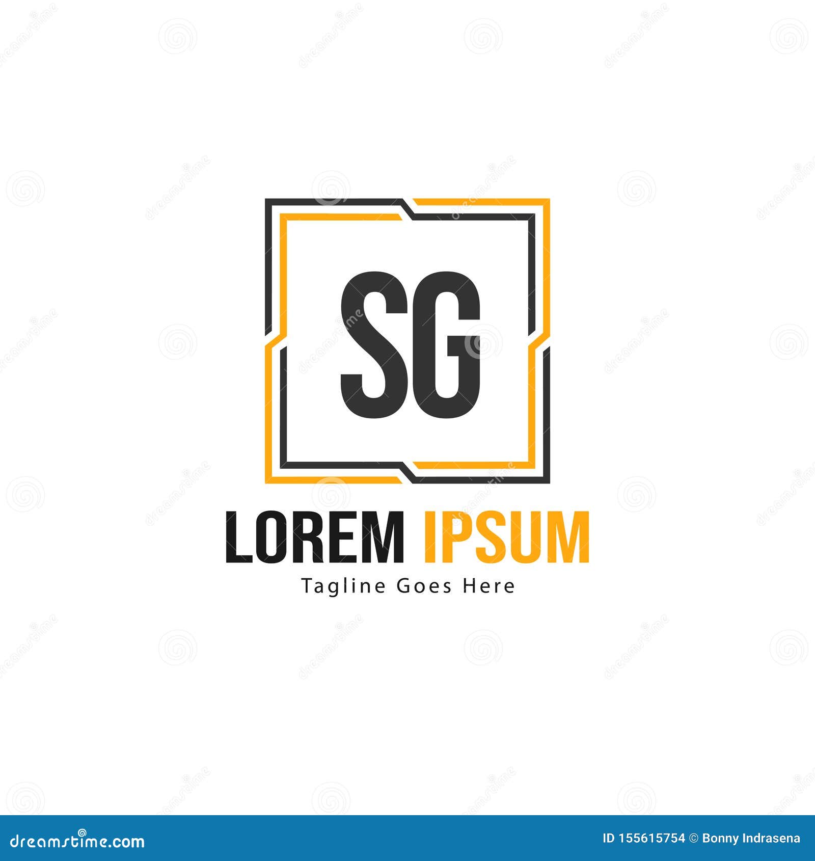 Initial SG Logo Template with Modern Frame. Minimalist SG Letter Logo ...