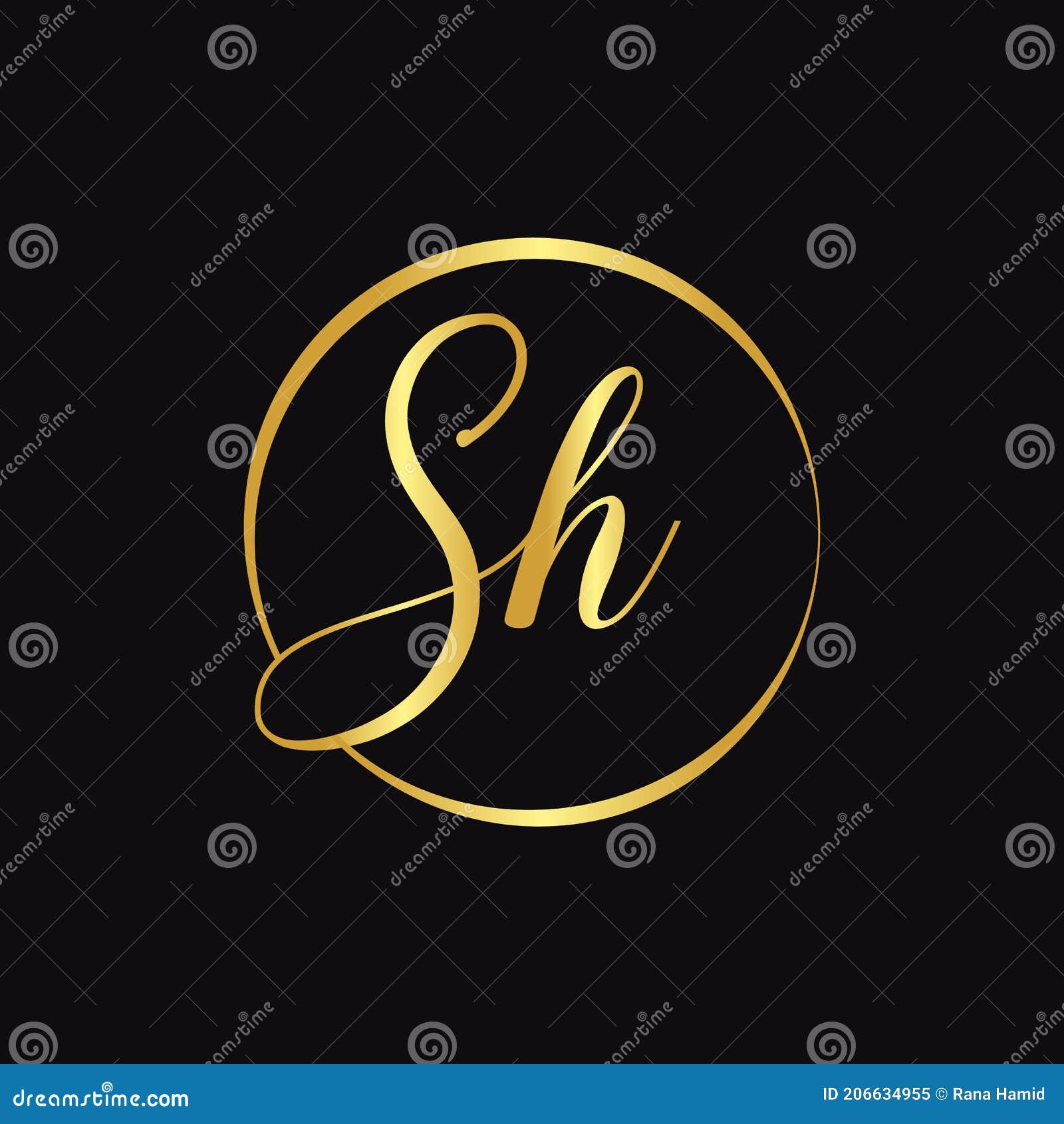 Initial SH Letter Logo Design Vector Template. Abstract Script Letter ...