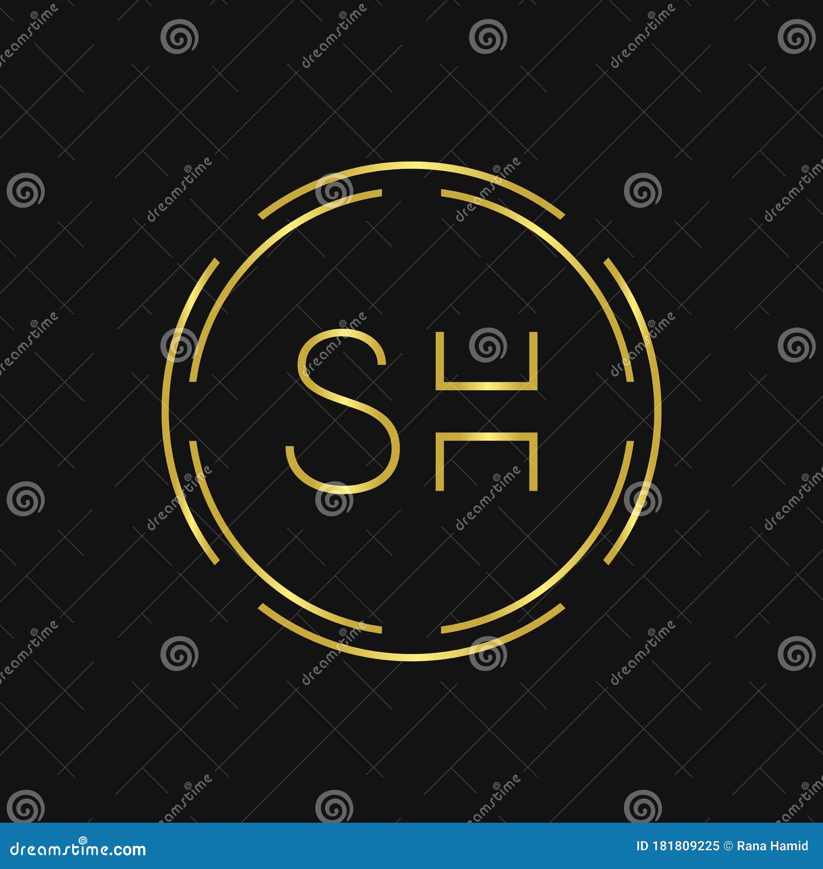 Initial SH Logo Design Creative Typography Vector Template. Digital ...