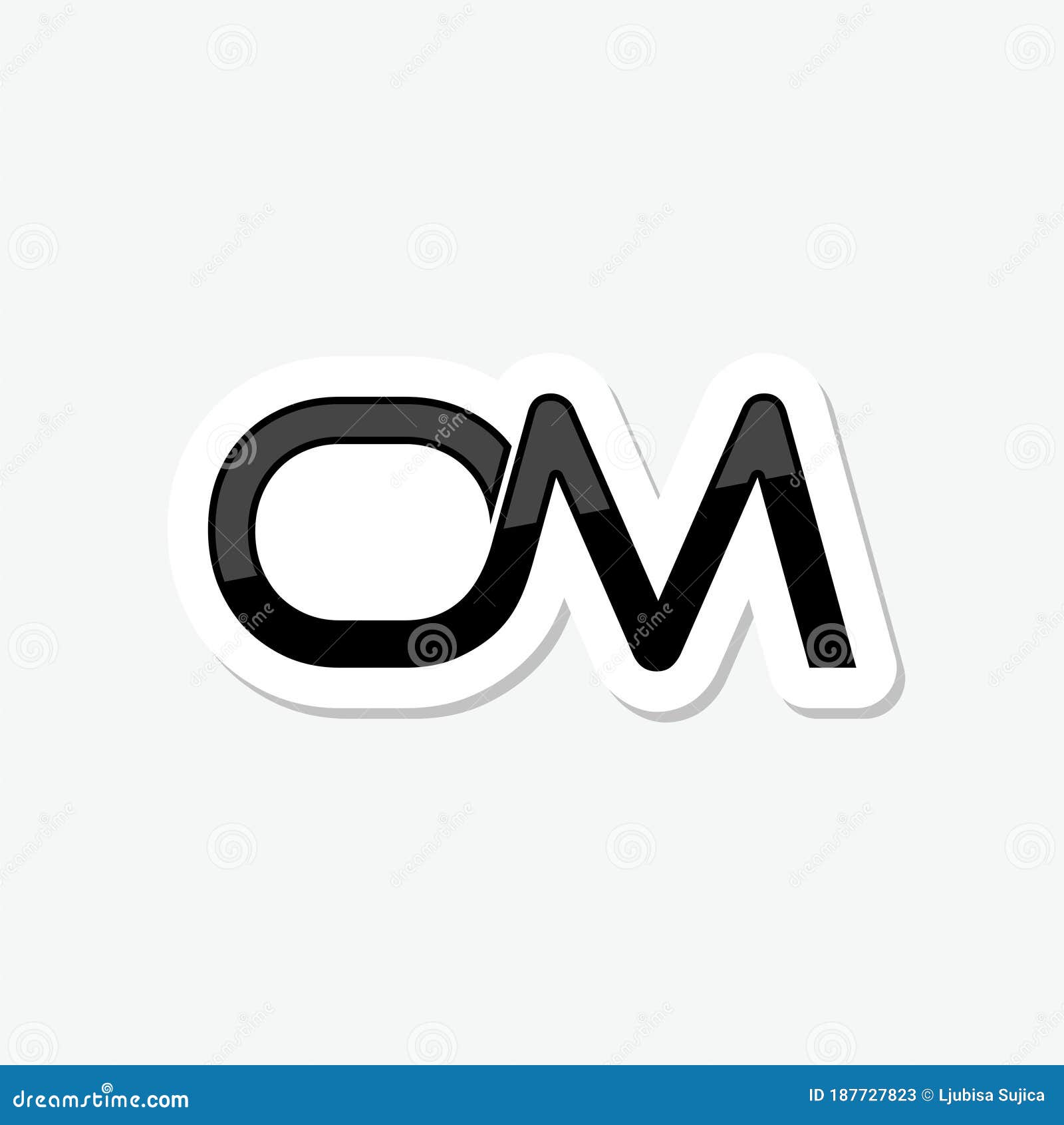 Initial Simple Letter OM Logo Sticker Design Isolated on Gray ...