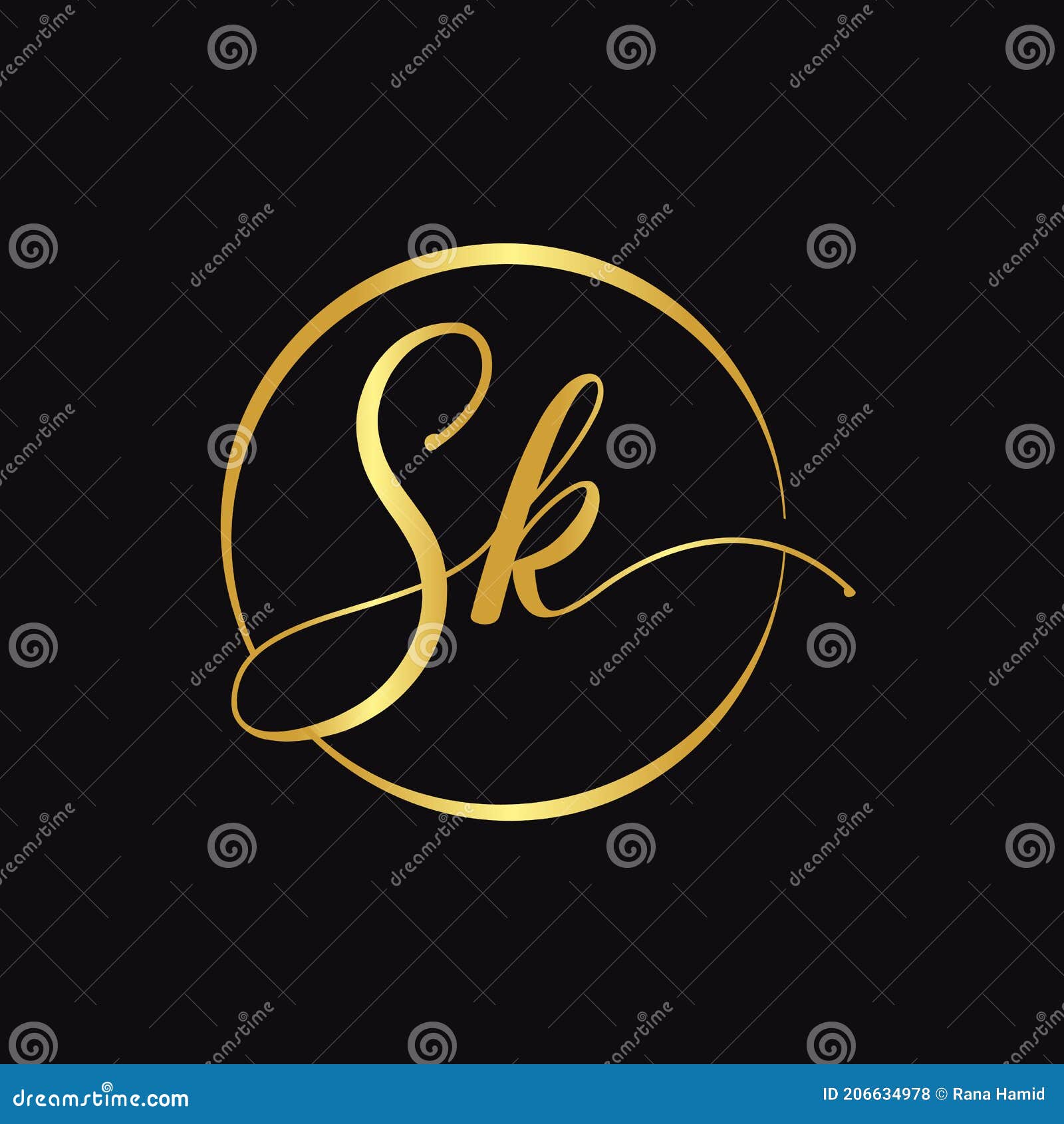 Initial SK Letter Logo Design Vector Template. Abstract Script Letter ...