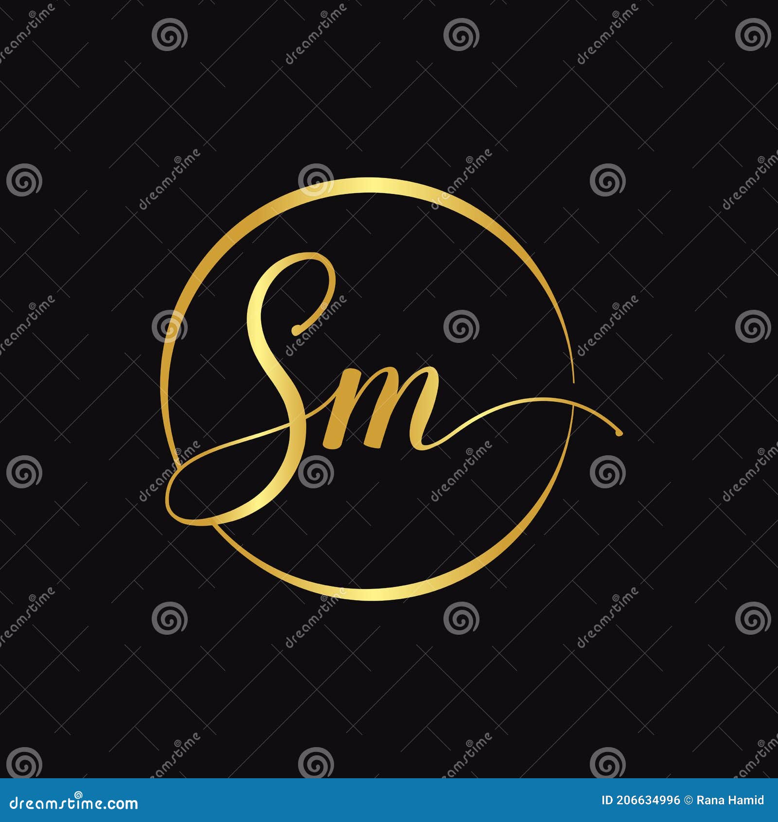 Initial SM Letter Logo Design Vector Template. Abstract Script Letter ...