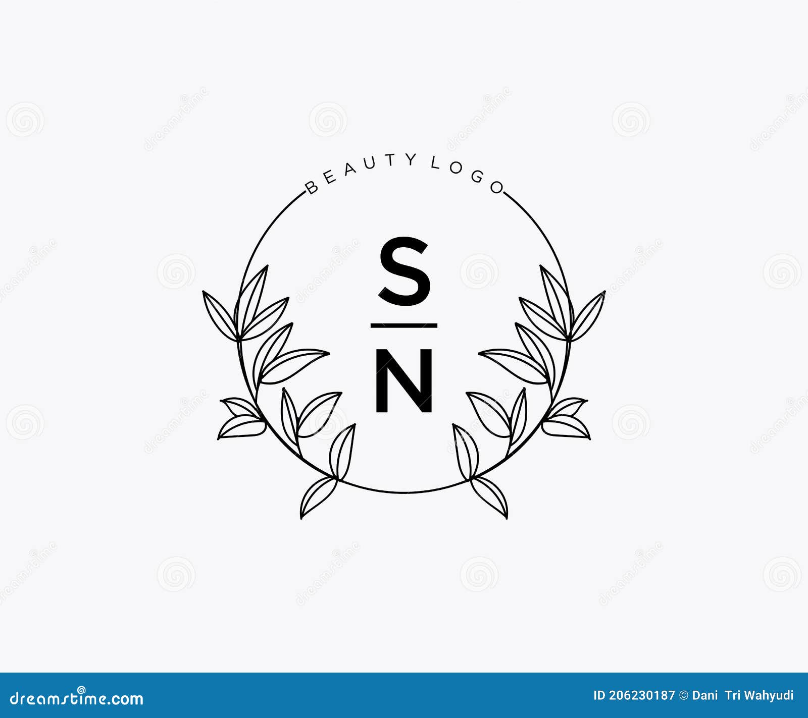 Initial SN Letters Beautiful Floral Feminine Editable Premade Monoline ...