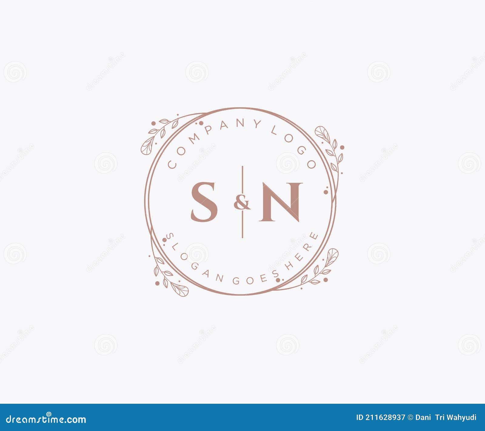 Initial SN Letters Decorative Luxury Wedding Logo Stock Vector ...