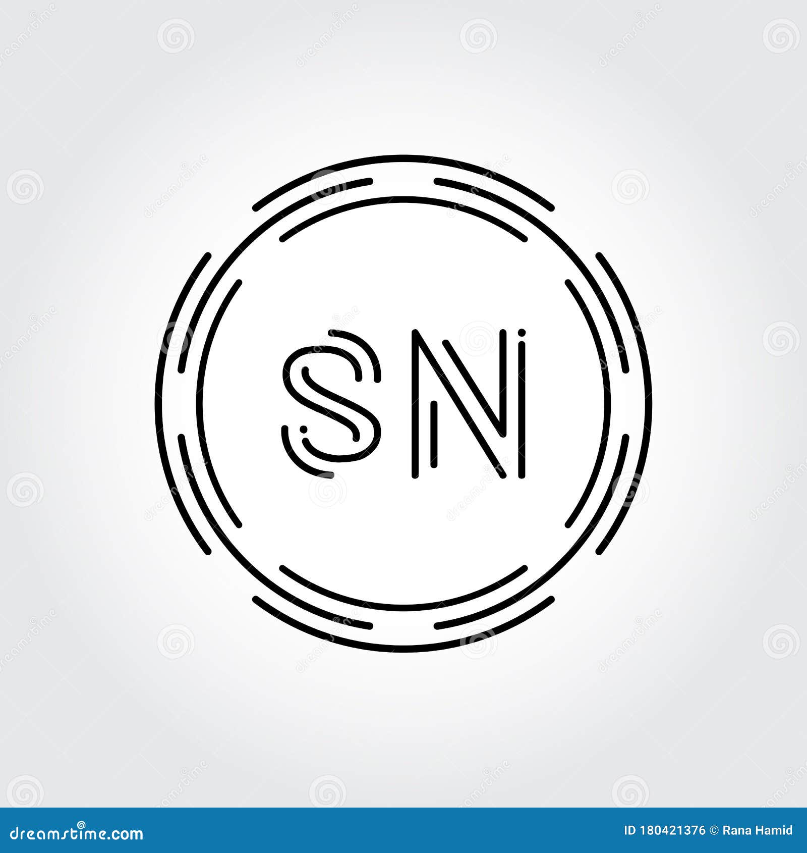 Initial SN Logo Design Creative Typography Vector Template. Digital ...