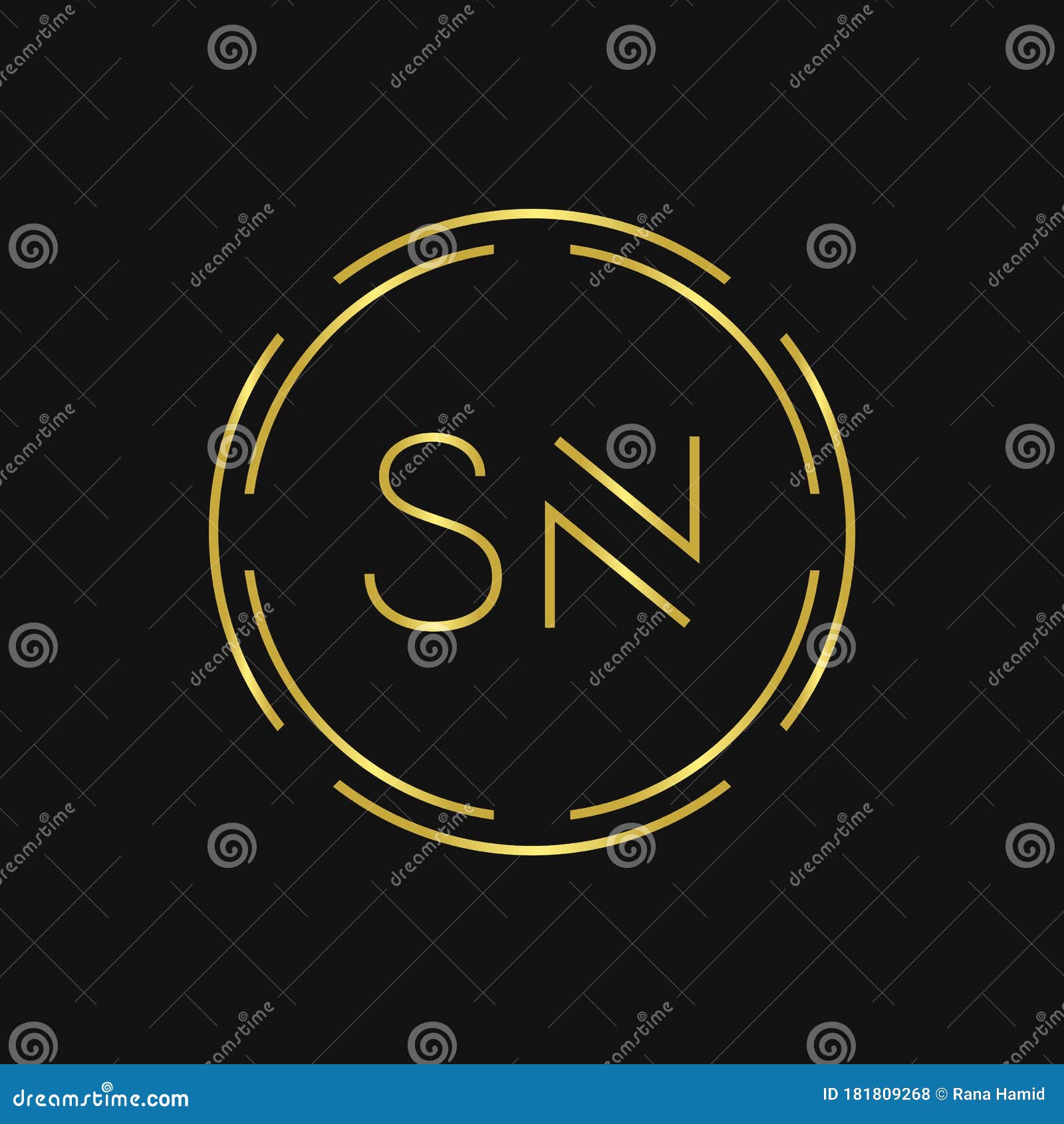 Initial SN Logo Design Creative Typography Vector Template. Digital ...