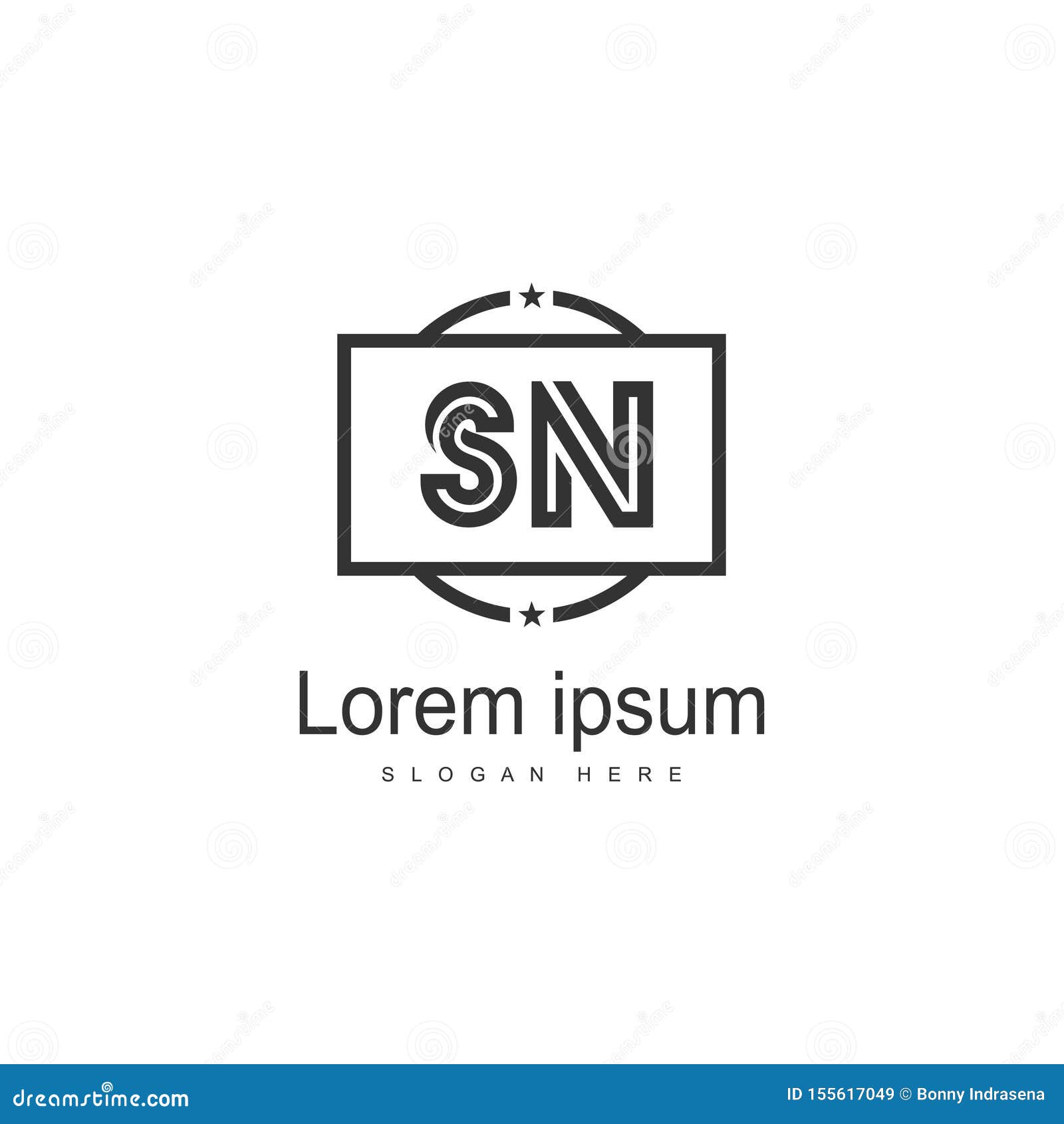 Initial SN Logo Template with Modern Frame. Minimalist SN Letter Logo ...